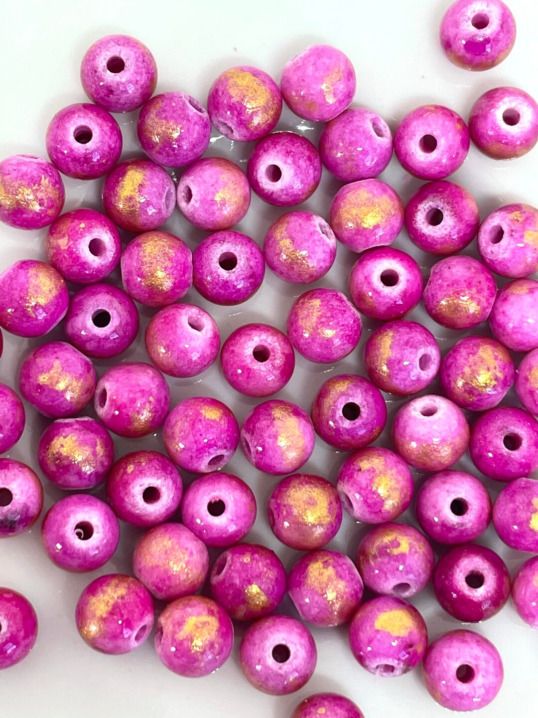 6mm Pink and Gold Beads, Natural Pink Lapis Lazuli 6mm Jade Beads for ...