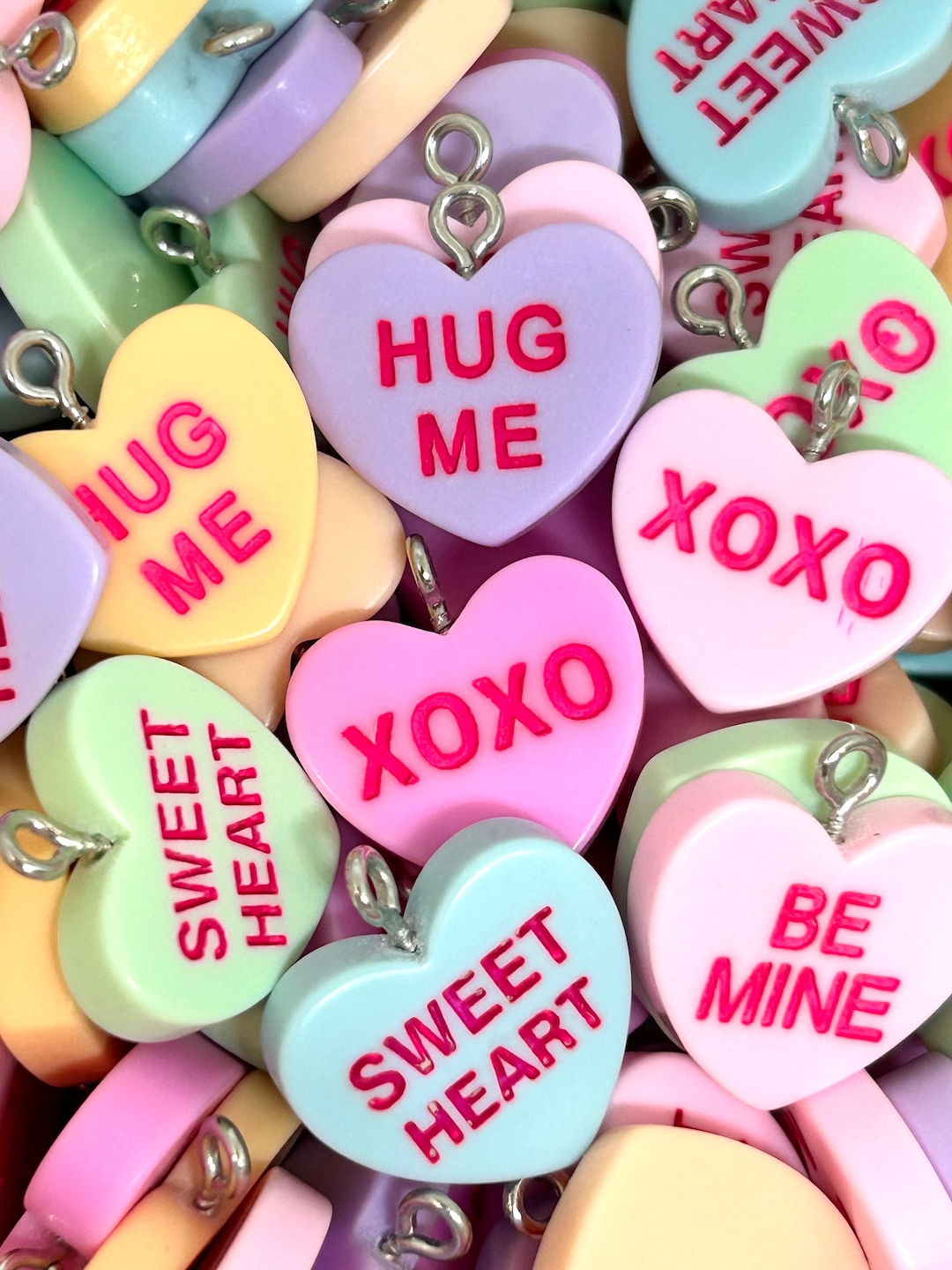 Valentine's Day Conversation Heart Charms, Candy Heart, Pendant ...