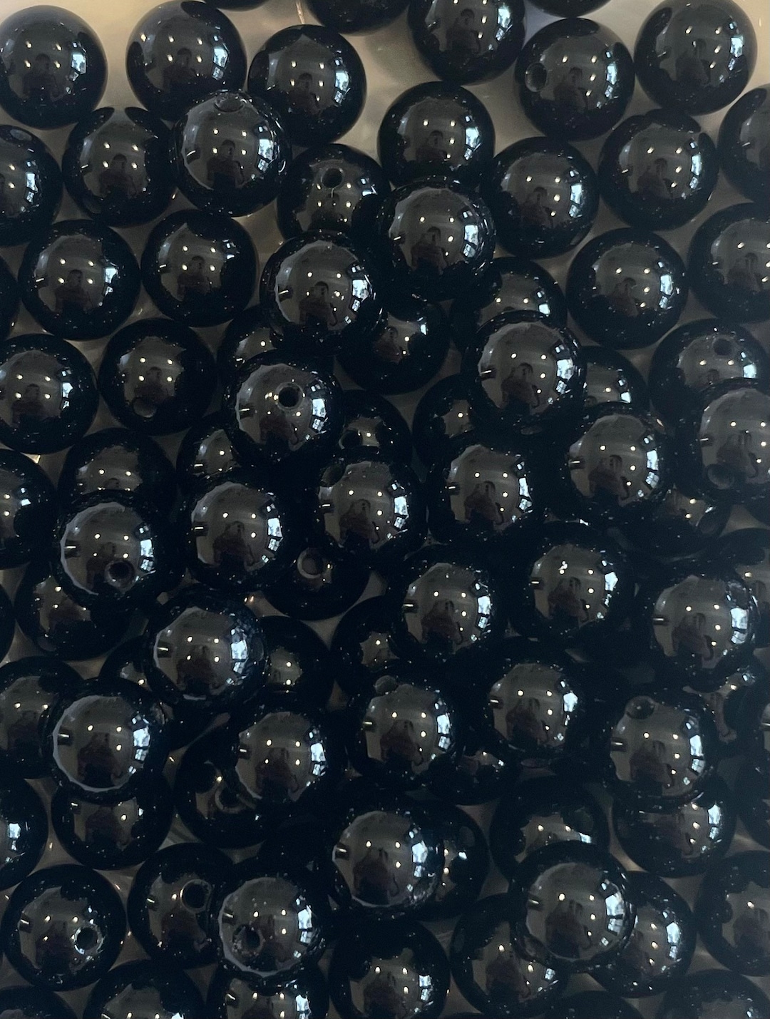 8mm Beautiful Black Agate Stone Beads, Shiny Black Beads for Halloween ...