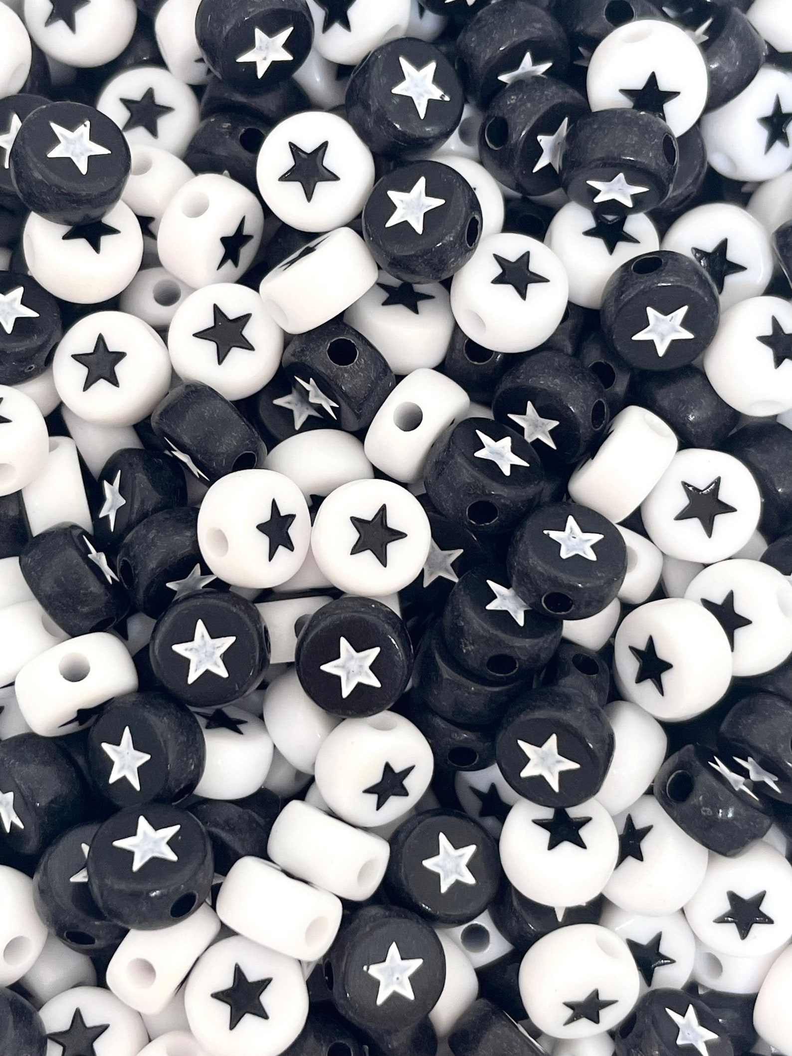 Black and White Star Spacer Beads, Goth Beads, Gothic Beads, Celestial ...
