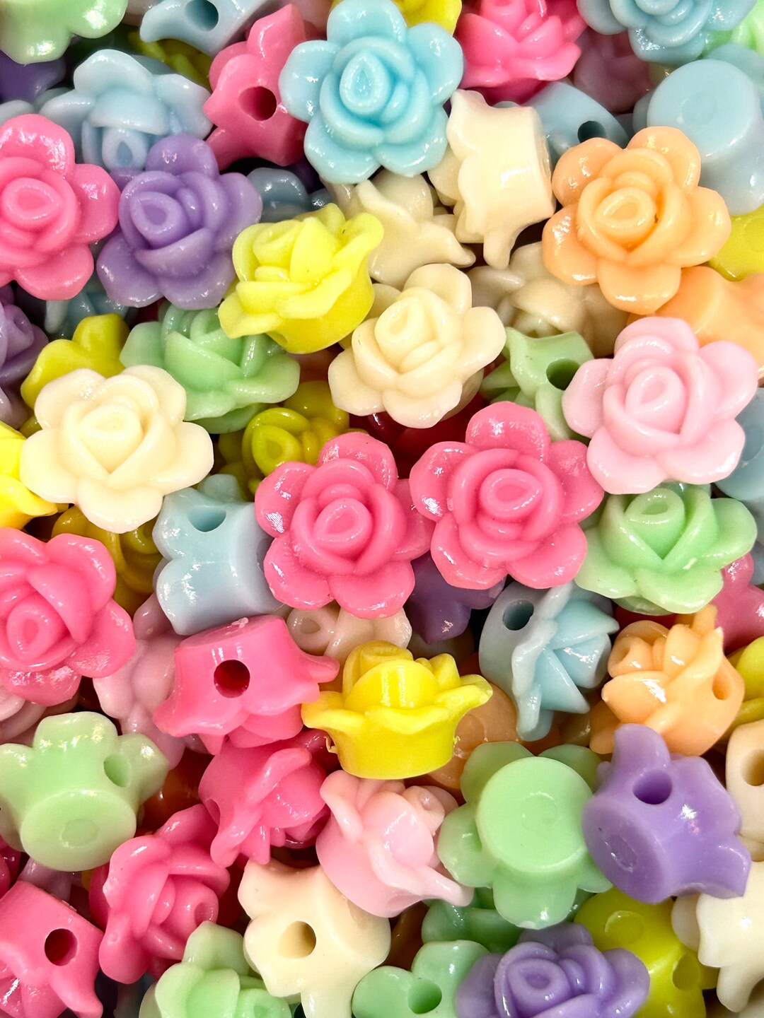 Cute Pastel Rose Beads, Spacer Beads, DIY Flower Beads - Etsy