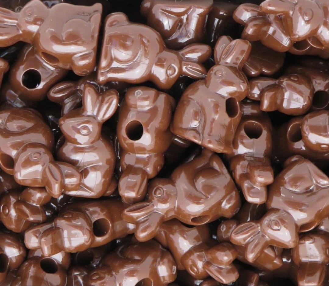Chocolate Candy Bunny Beads, Brown Beads, Candy Beads, 24mm Beads ...
