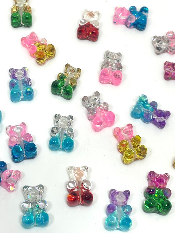 Glitter Resin Gummy Bear Charms Beads Pendants Animal - Etsy