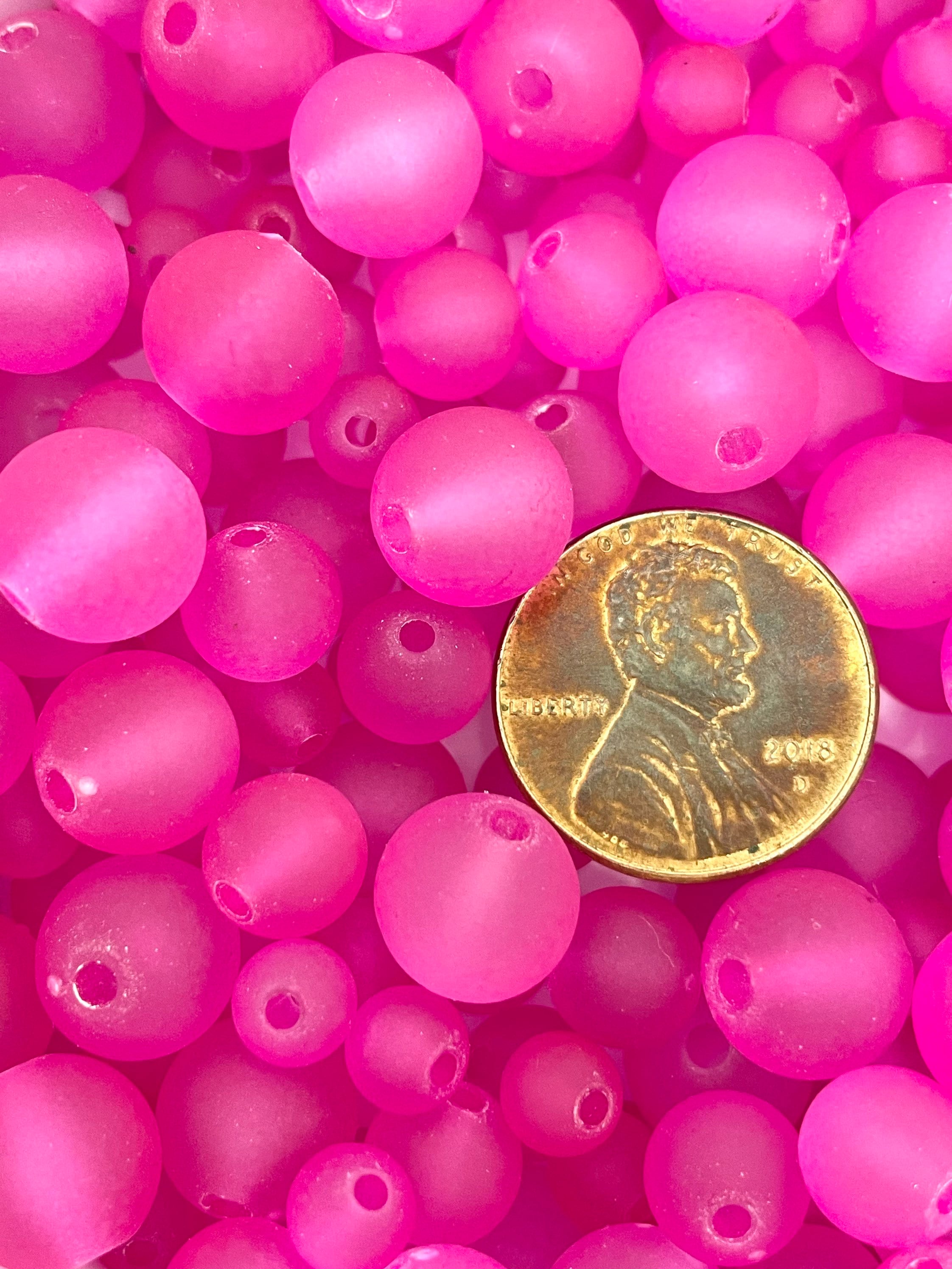 Hot Pink Glass Bead Mix Mixed Sizes 10mm 6mm Pink Beads for - Etsy