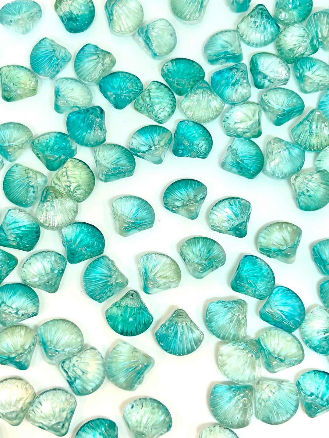 Iridescent Sea Green Glass Mermaid Seashell Beads - Perfect for Ocean ...