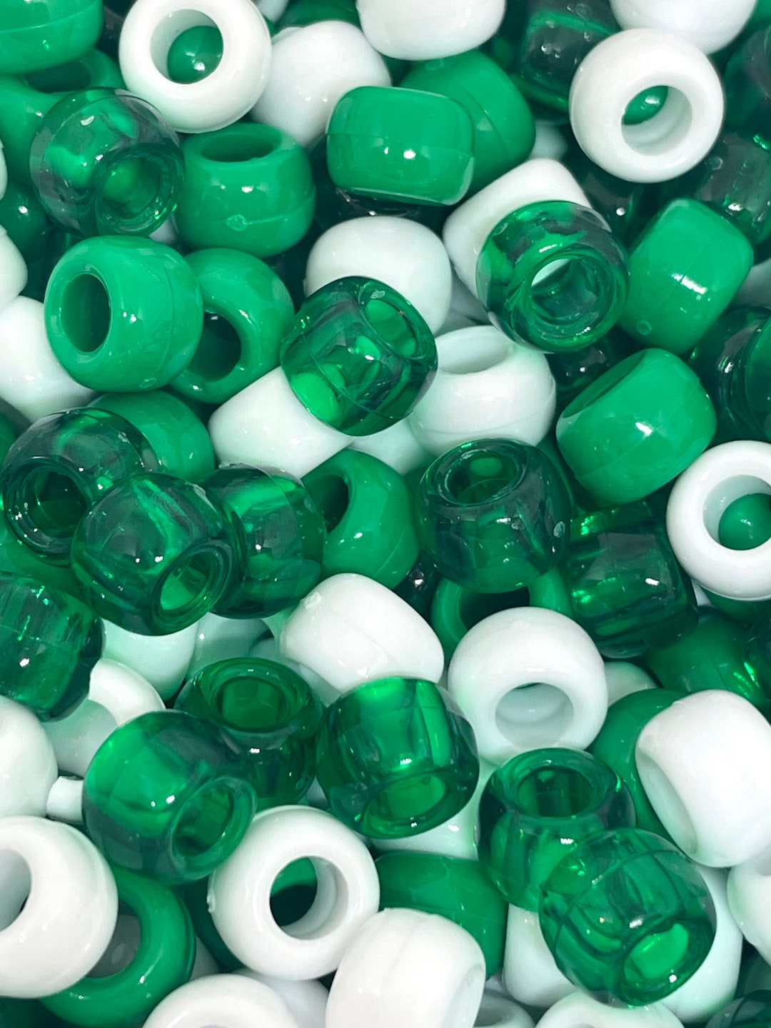 St. Patricks Day Pony Beads, St Patricks Day Jewelry, Green Pony Beads ...