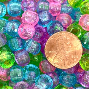 Translucent Spring Bead Set, Faceted Barrel Beads, Pony Bead Assortment ...