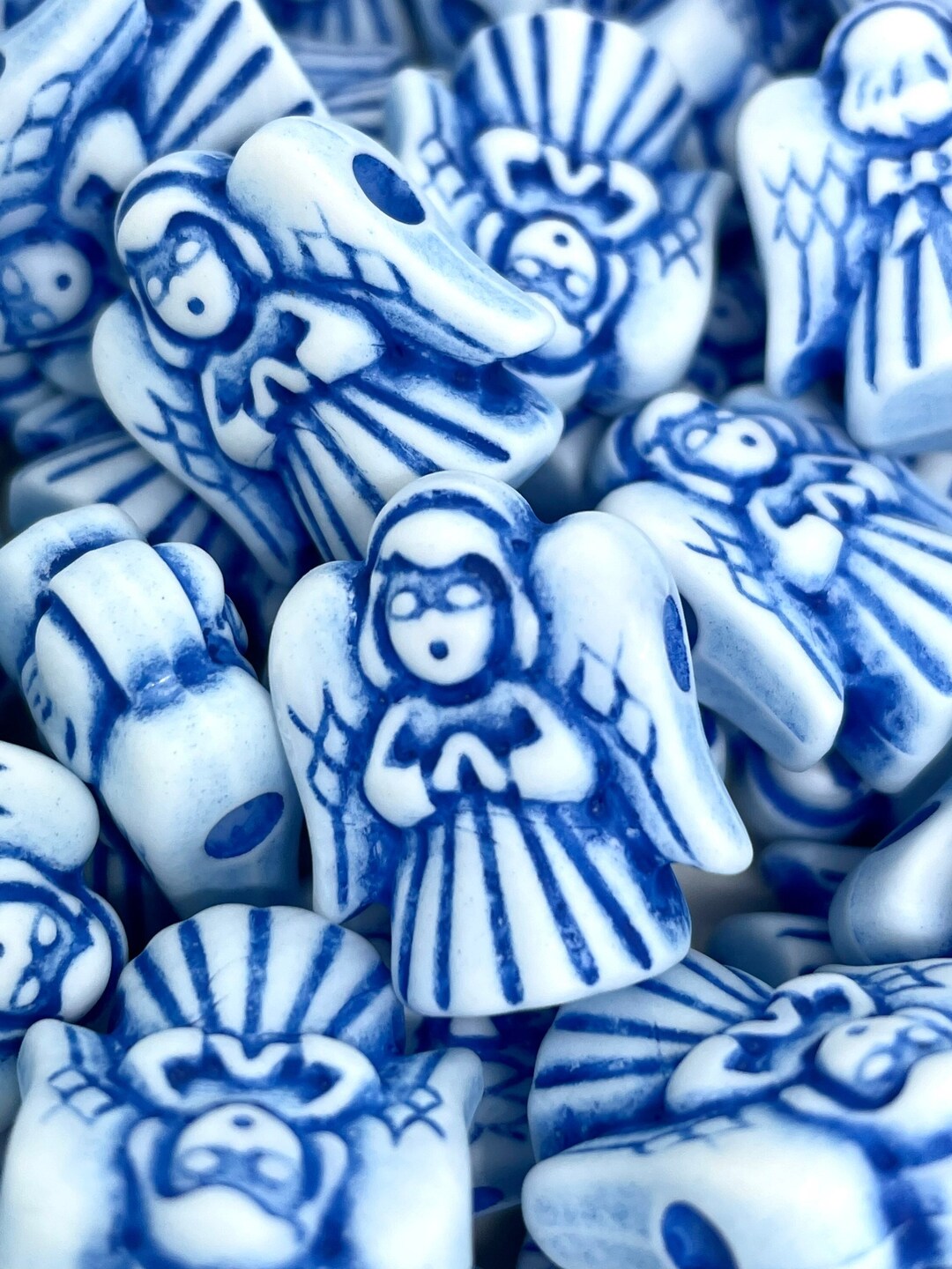 Vintage Angel Bead, Blue Angel Charm, Angel Pendant, Vintage Angel ...