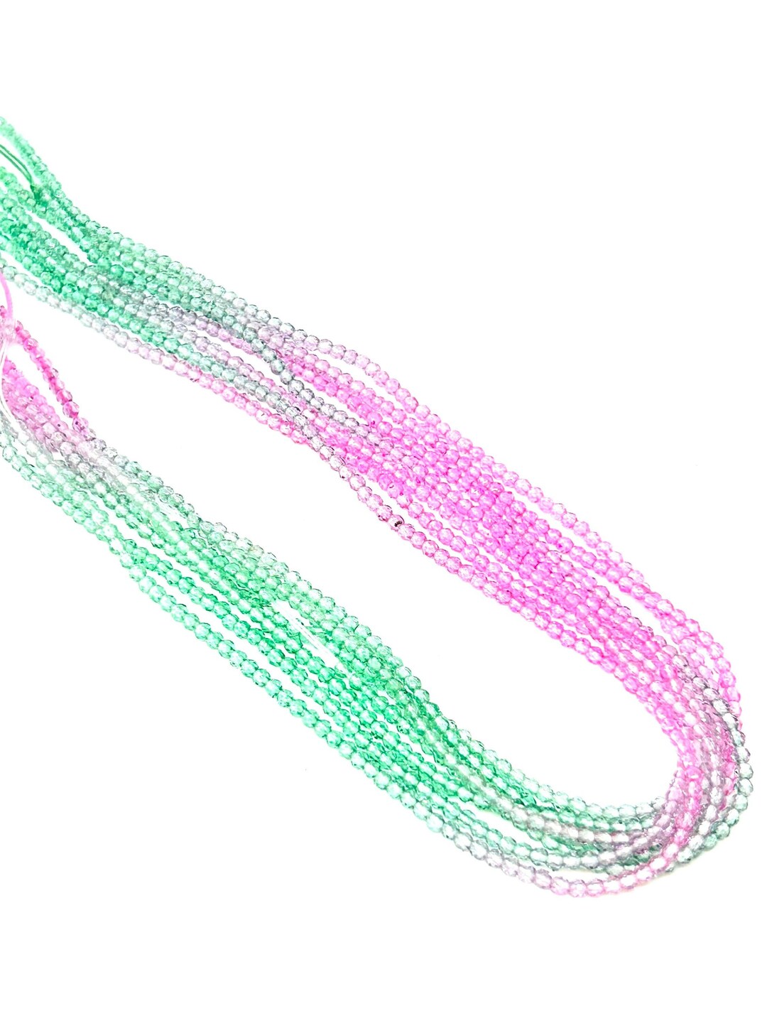 Mermaid's Whisper: Pink & Green Glass Faceted Bead Strand - Etsy