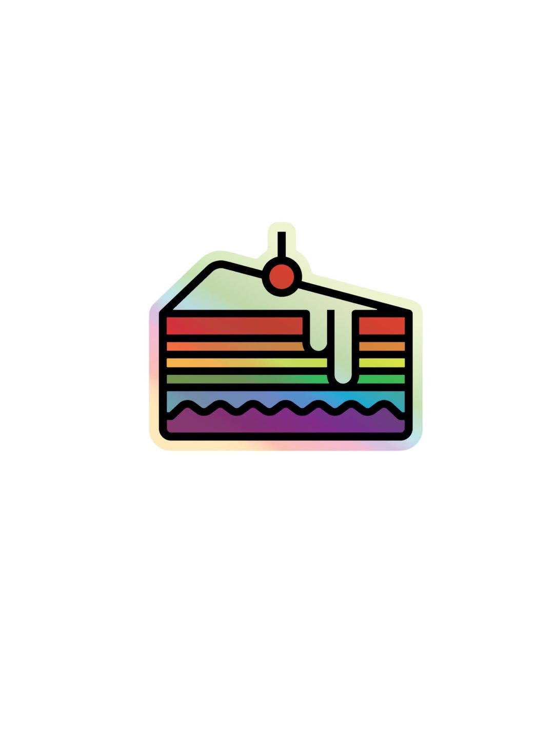 Holographic Rainbow Cake Sticker – Cute Dessert Sticker for Water ...