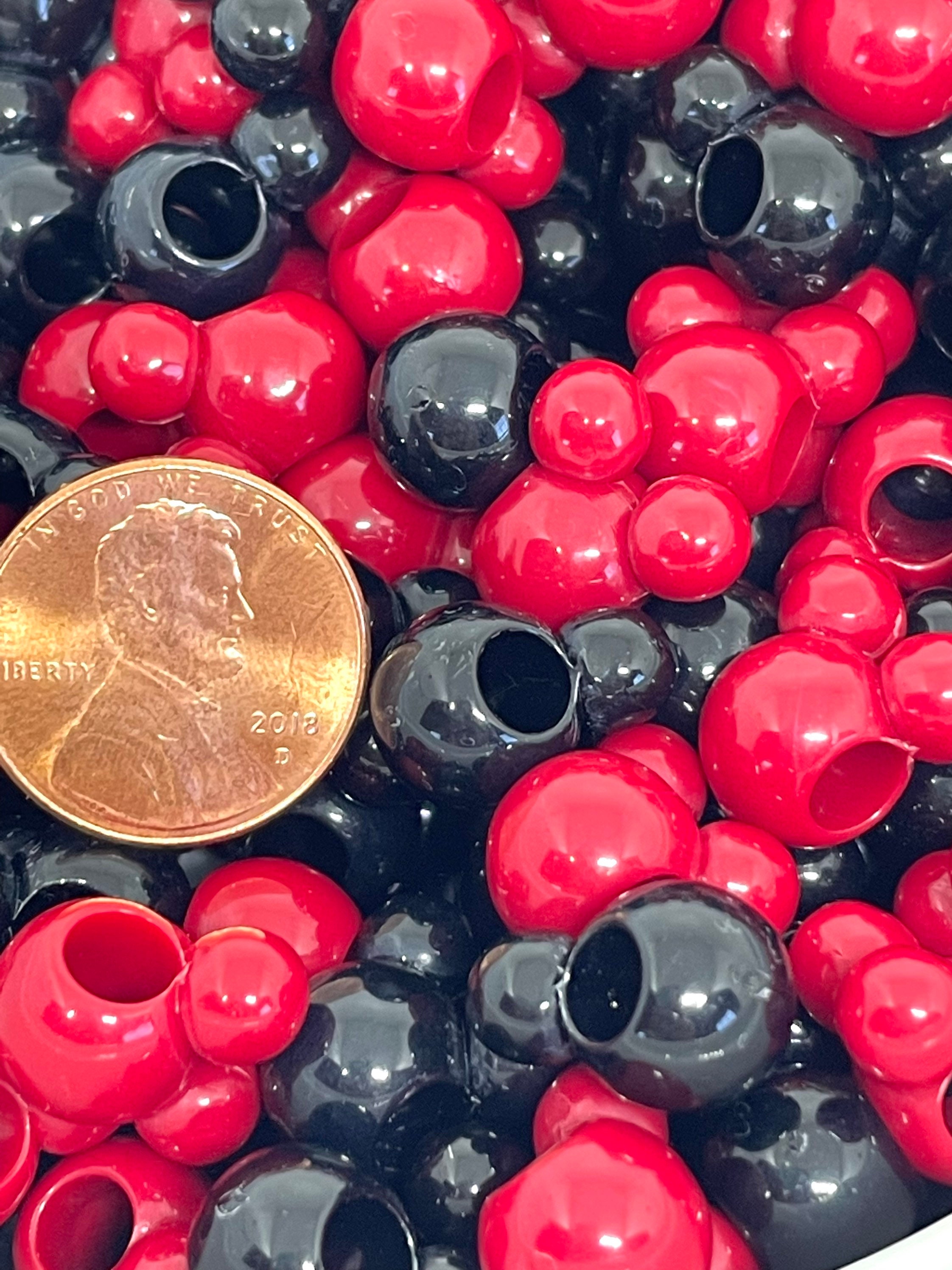 Black and Red M&M Beads, Disneyland Beads, Disneyworld Beads, Mickey ...