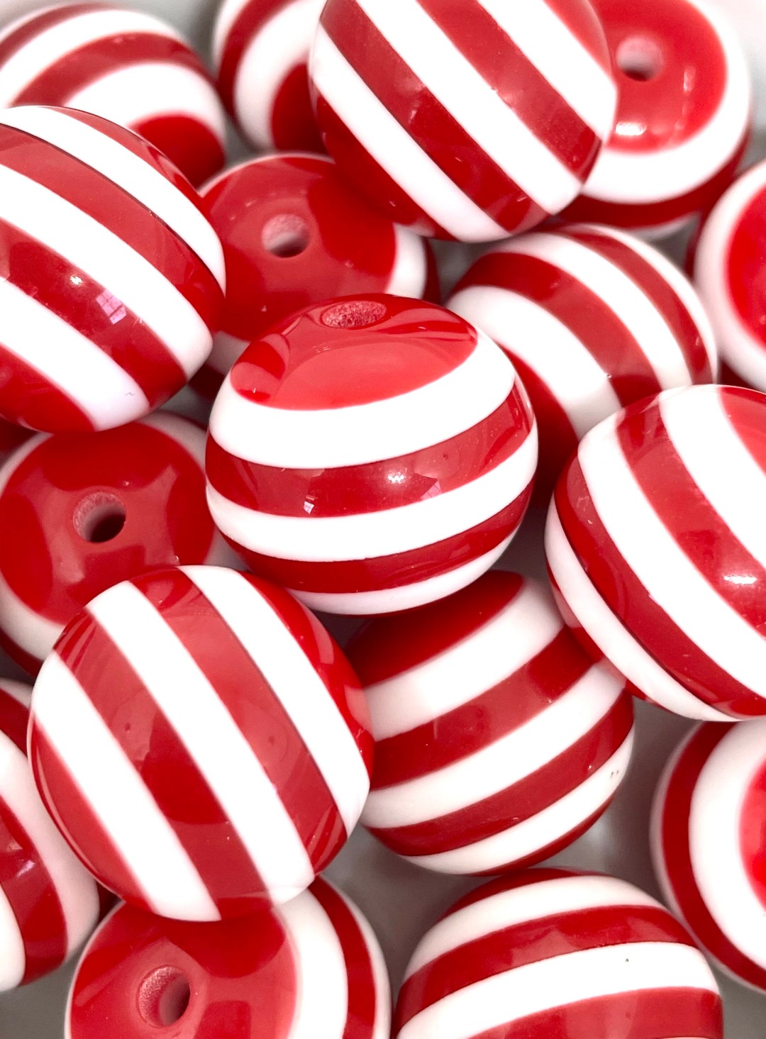 Candy Cane Beads, Red and White Chunky Beads for Christmas, Christmas ...