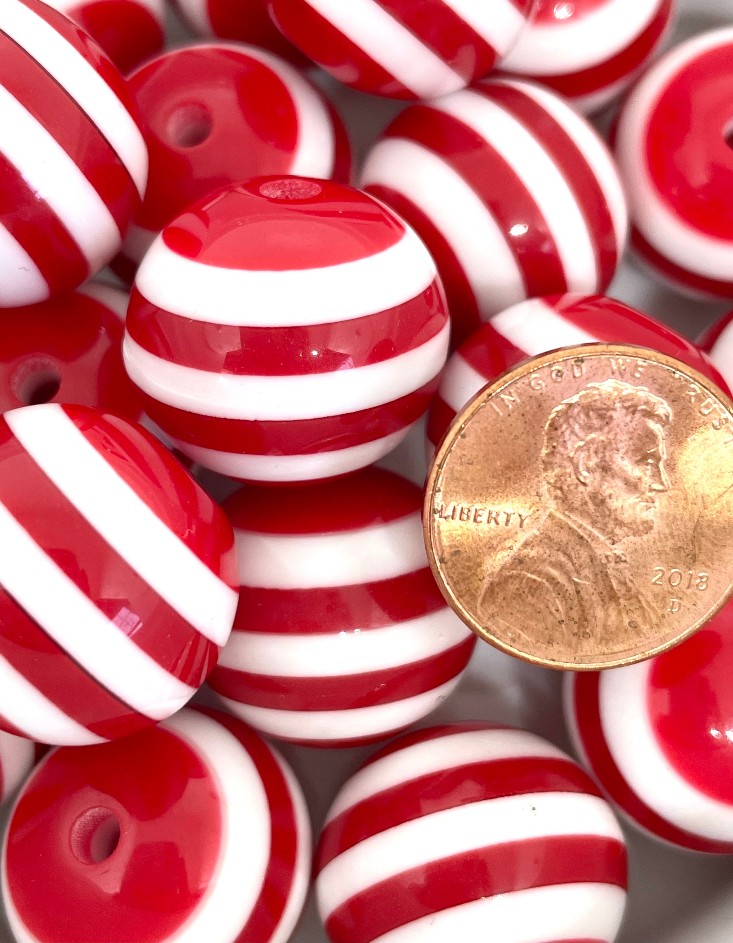 Candy Cane Beads, Red and White Chunky Beads for Christmas, Christmas ...