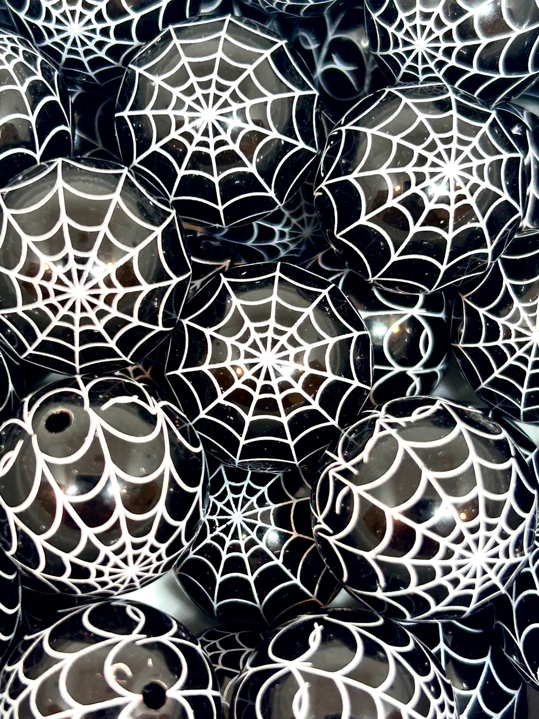 20mm Chunky Halloween Creepy Black Spider Web Beads - Etsy