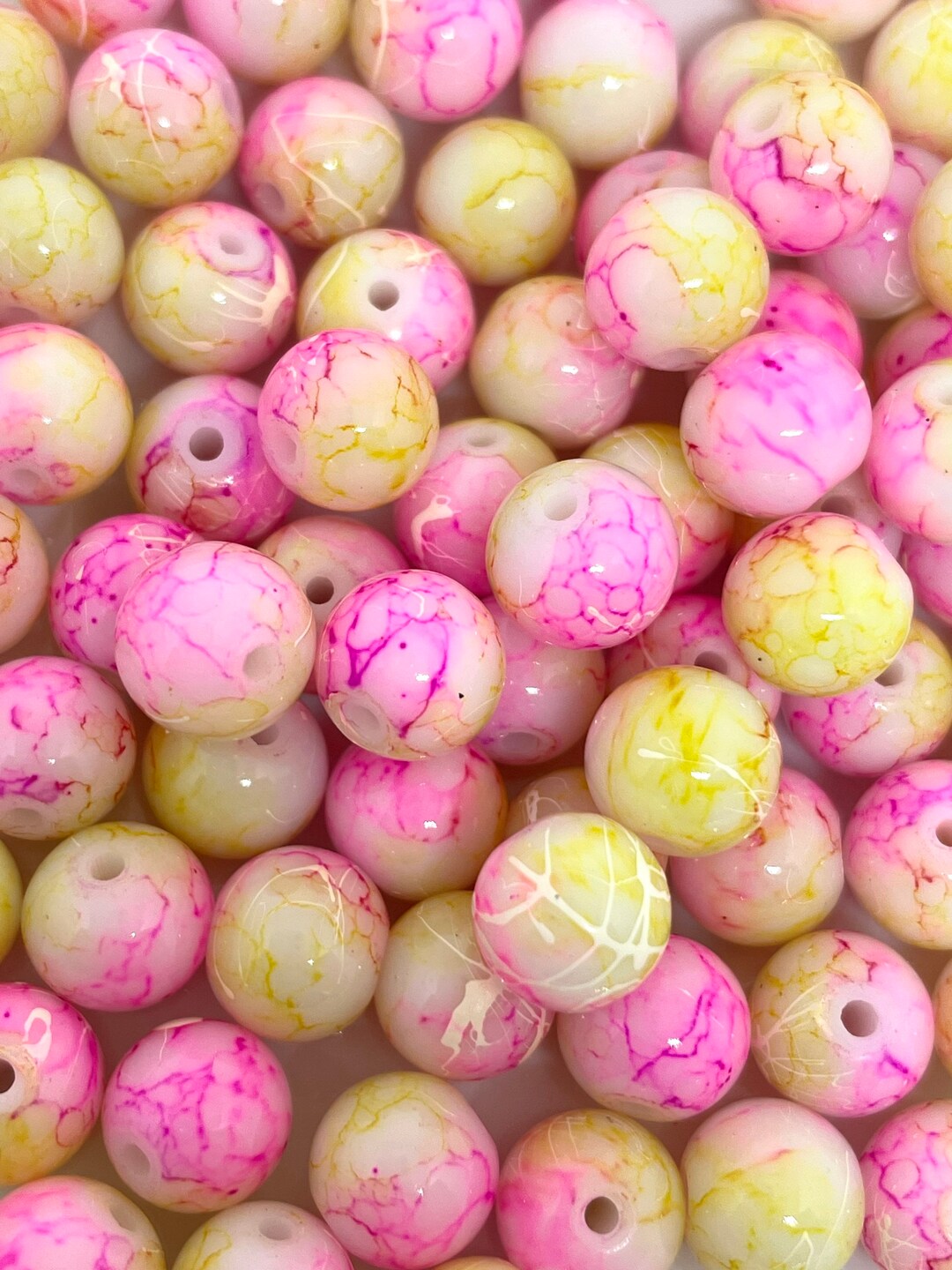 8mm Pretty Glass Sunset Beads, Yellow Tie Dye Beads Jewelry for ...