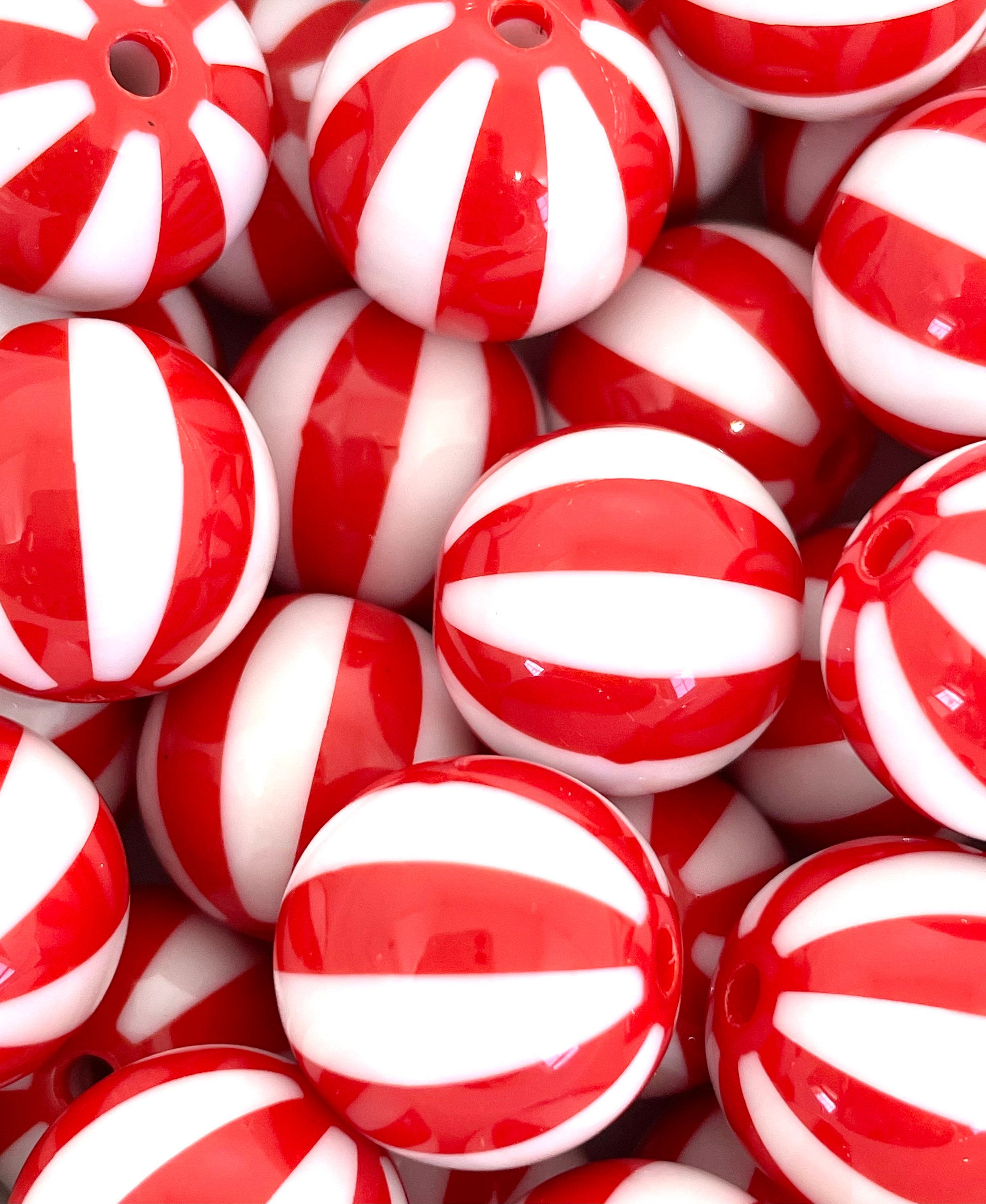 Peppermint Beads Candy Cane Beads for Chunky Necklace Chunky - Etsy
