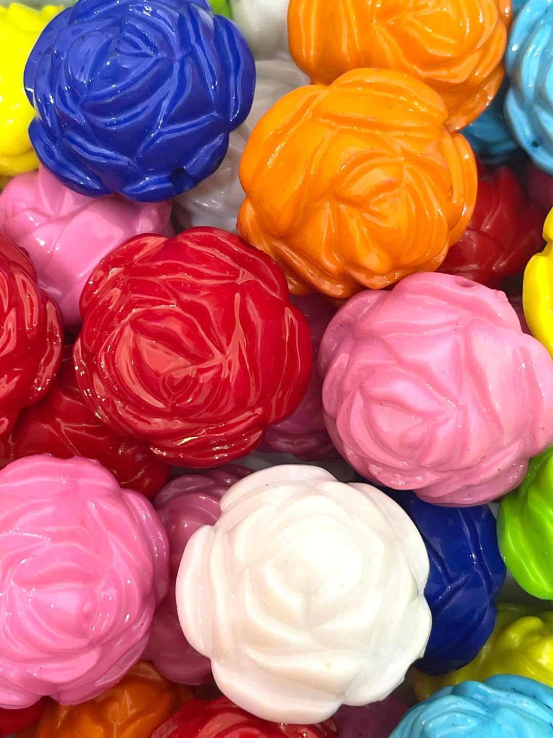 Chunky Rose Beads for Jewelry Making, Large Flower Beads for Chunky ...