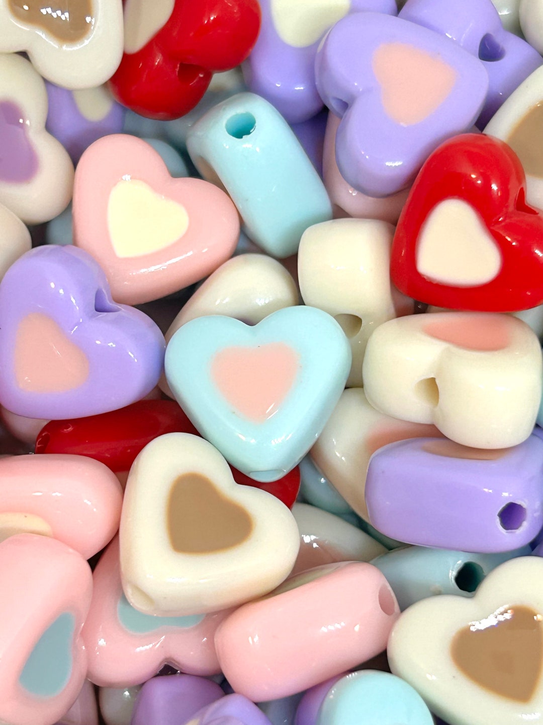 Kawaii Soft Pastel Heart Beads: Marshmallow Cereal Inspired & Unique - Etsy