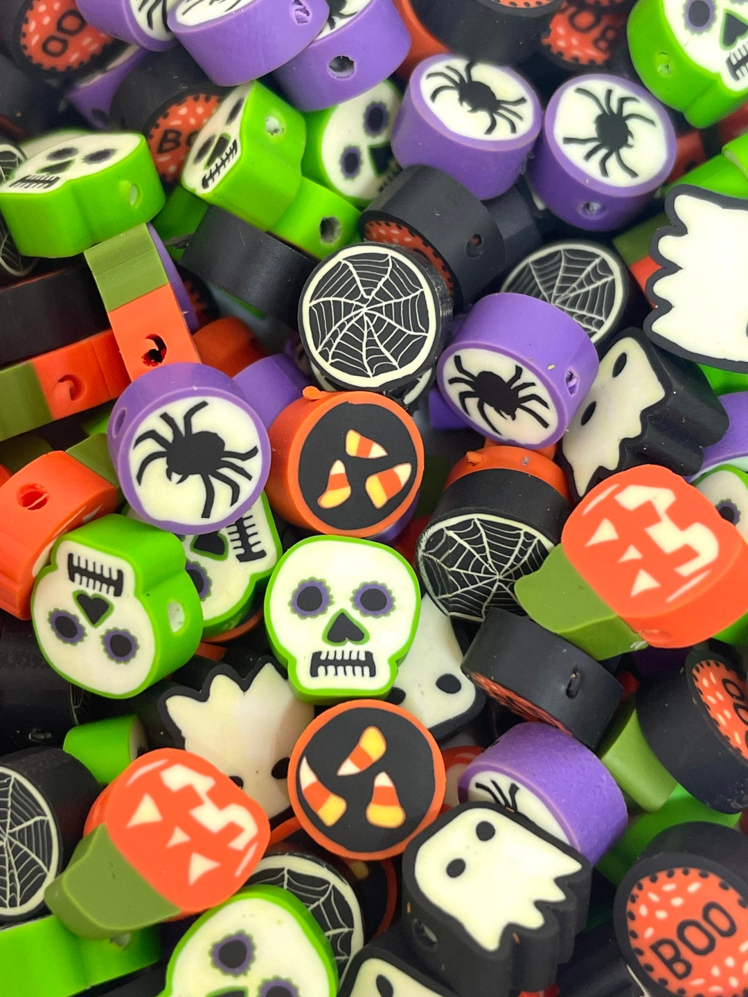 Halloween Spooky Cute Polymer Clay Bead Mix, Handmade Beads Pumpkin ...