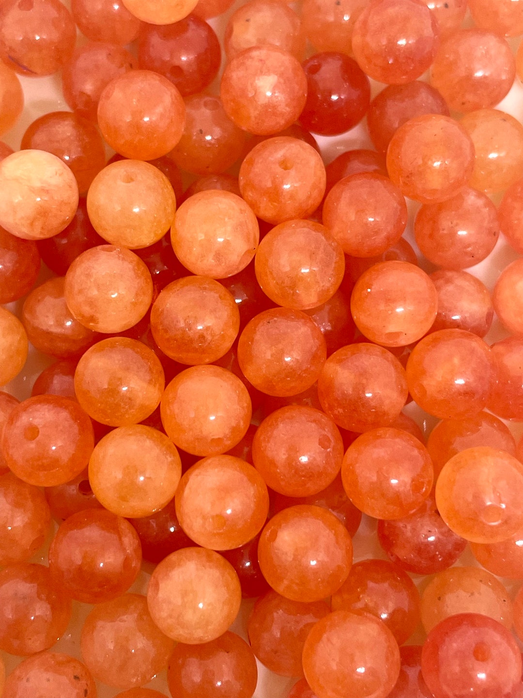8mm Pretty Orange Jade Stone Beads for Necklace, Halloween, Fall ...