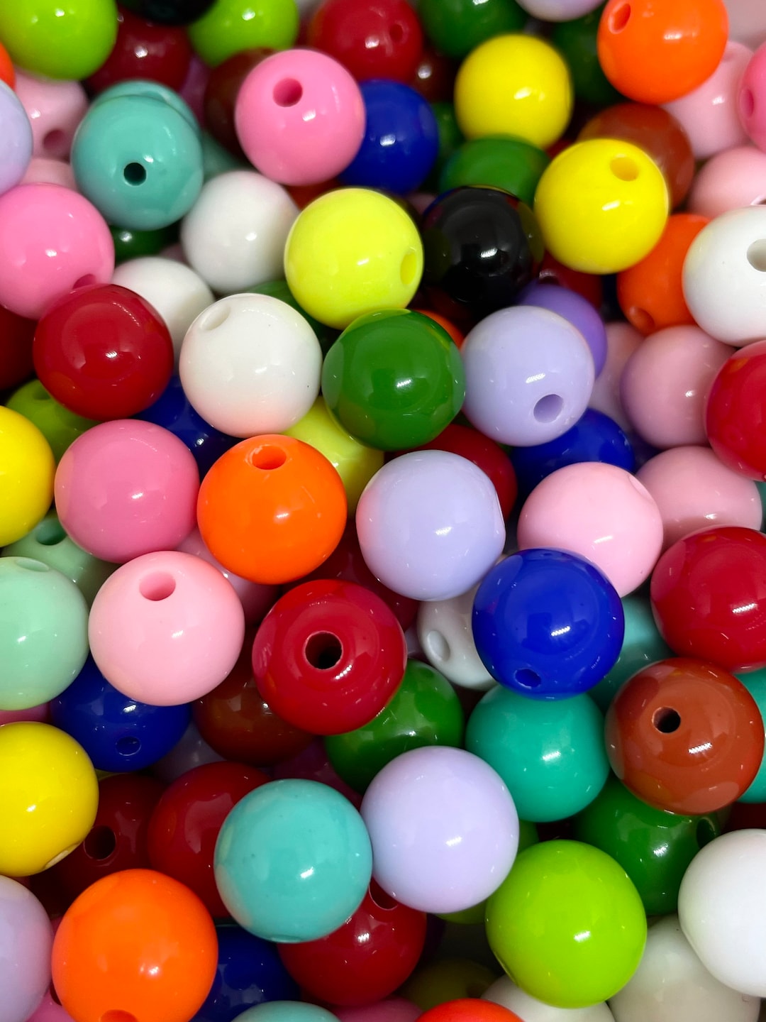 12mm Rainbow Bubblegum Beads, Multi-color Bright Bead Soup, Round Beads ...