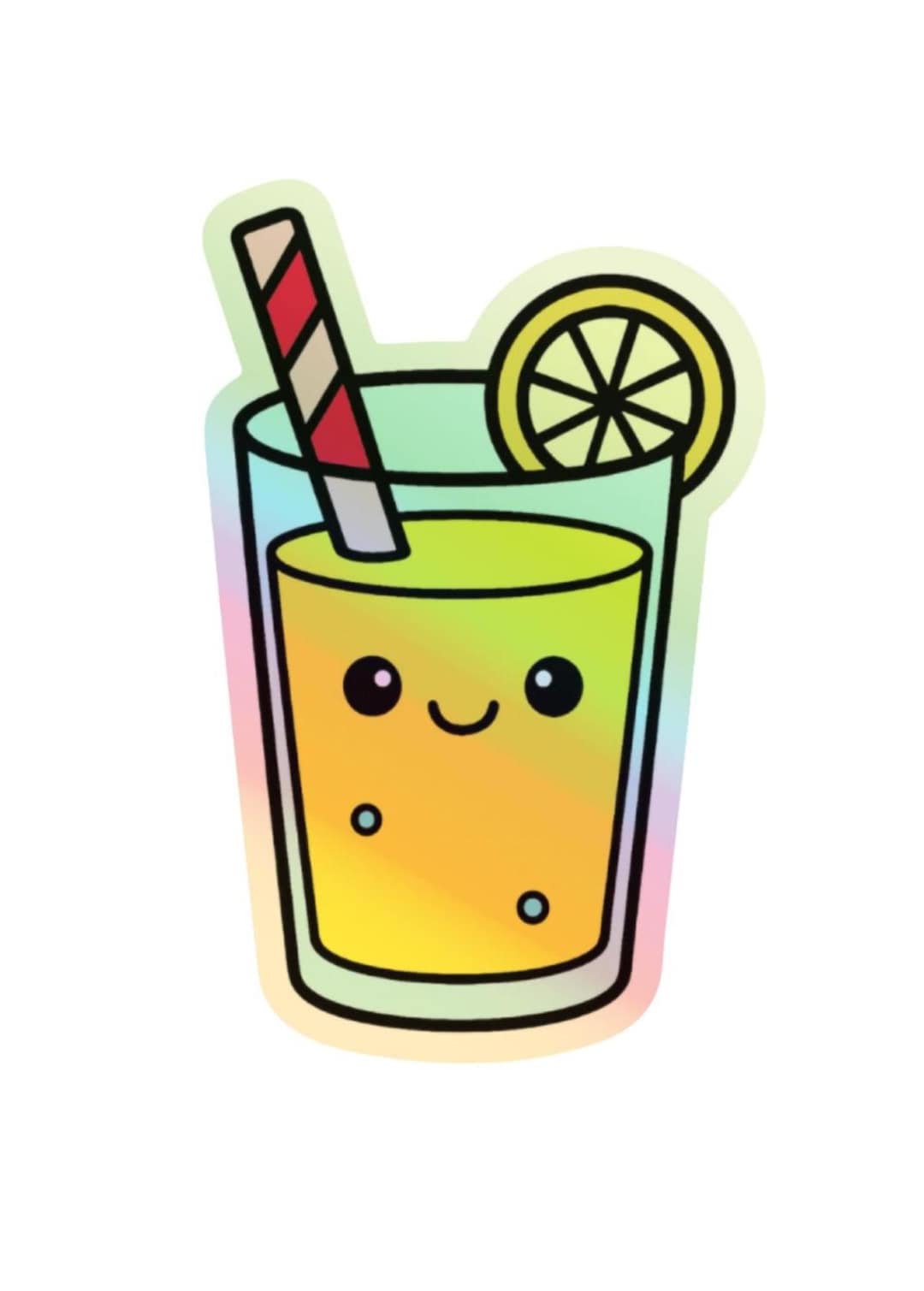 Kawaii Lemonade Sticker – Holographic Cute Drink Sticker for Water ...