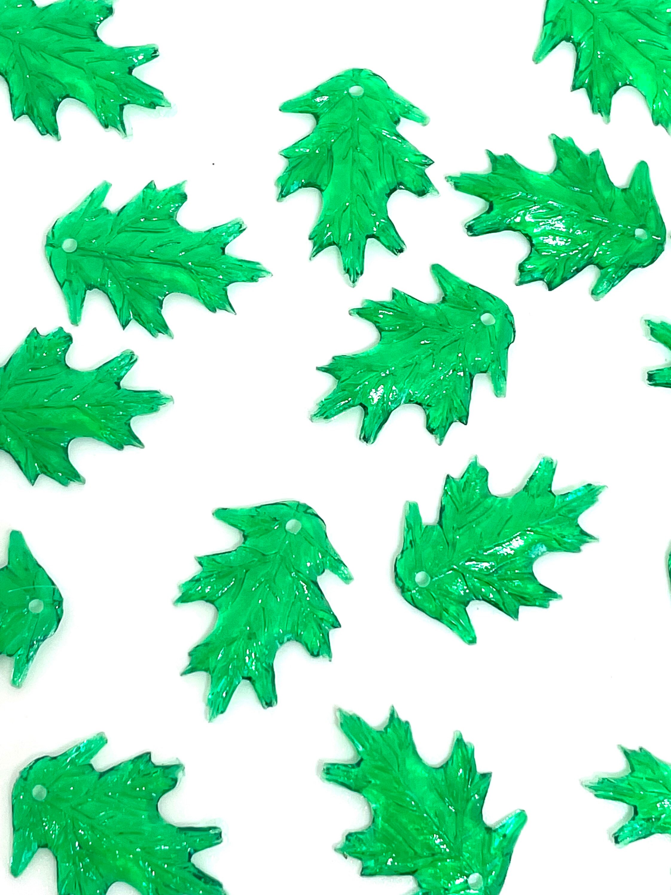 Forest Green Oak Leaf Beads, Beads Shaped Like Fall Leaves, Tree Beads ...