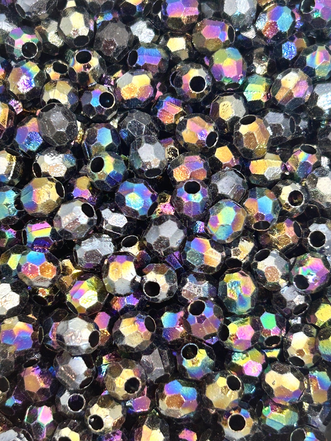 6mm Black Iridescent AB Faceted Beads - Etsy