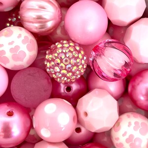 Pink Chunky Bead Assortment, Pink Themed Bead Set, Pink Bubblegum Beads ...