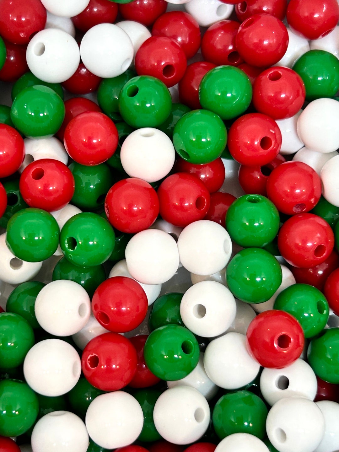 Mint Christmas Bead Mix: Red, Green, White Bracelet Beads - Etsy