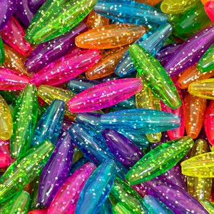 Rainbow Sparkle Spaghetti Beads, Glitter Tube Beads for Jewelry Making ...