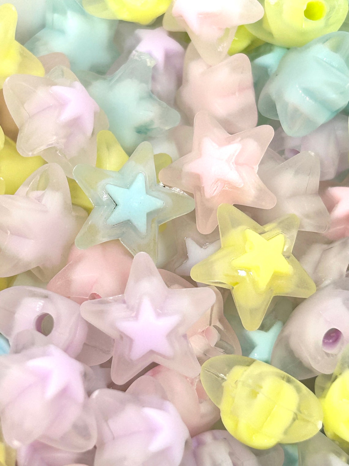16mm Translucent Star Beads: Pastel-centered Kawaii Delights From Japan ...