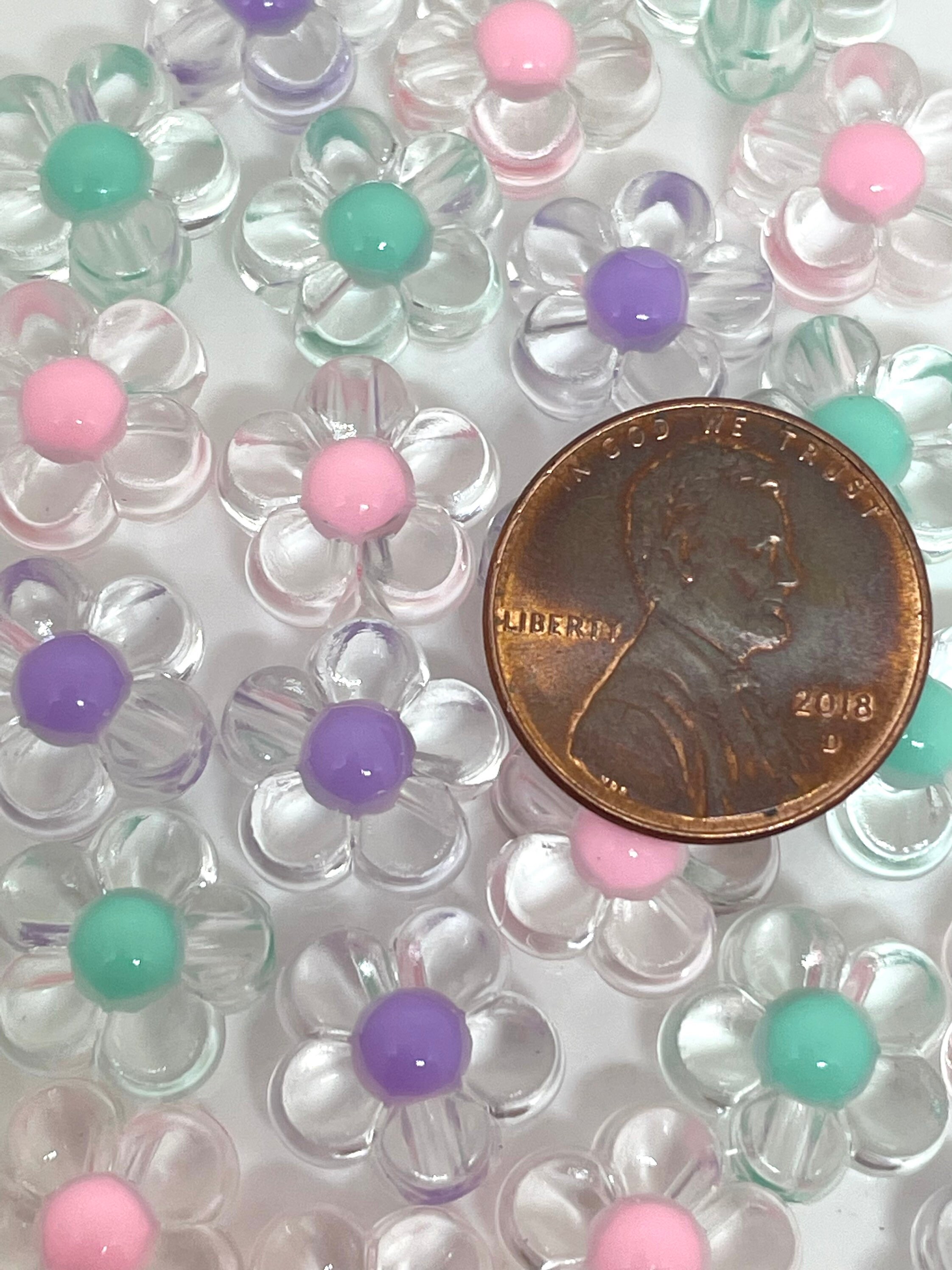 Daisy Flower Beads Pastel Mix, Cute Translucent Beads for Jewelry ...