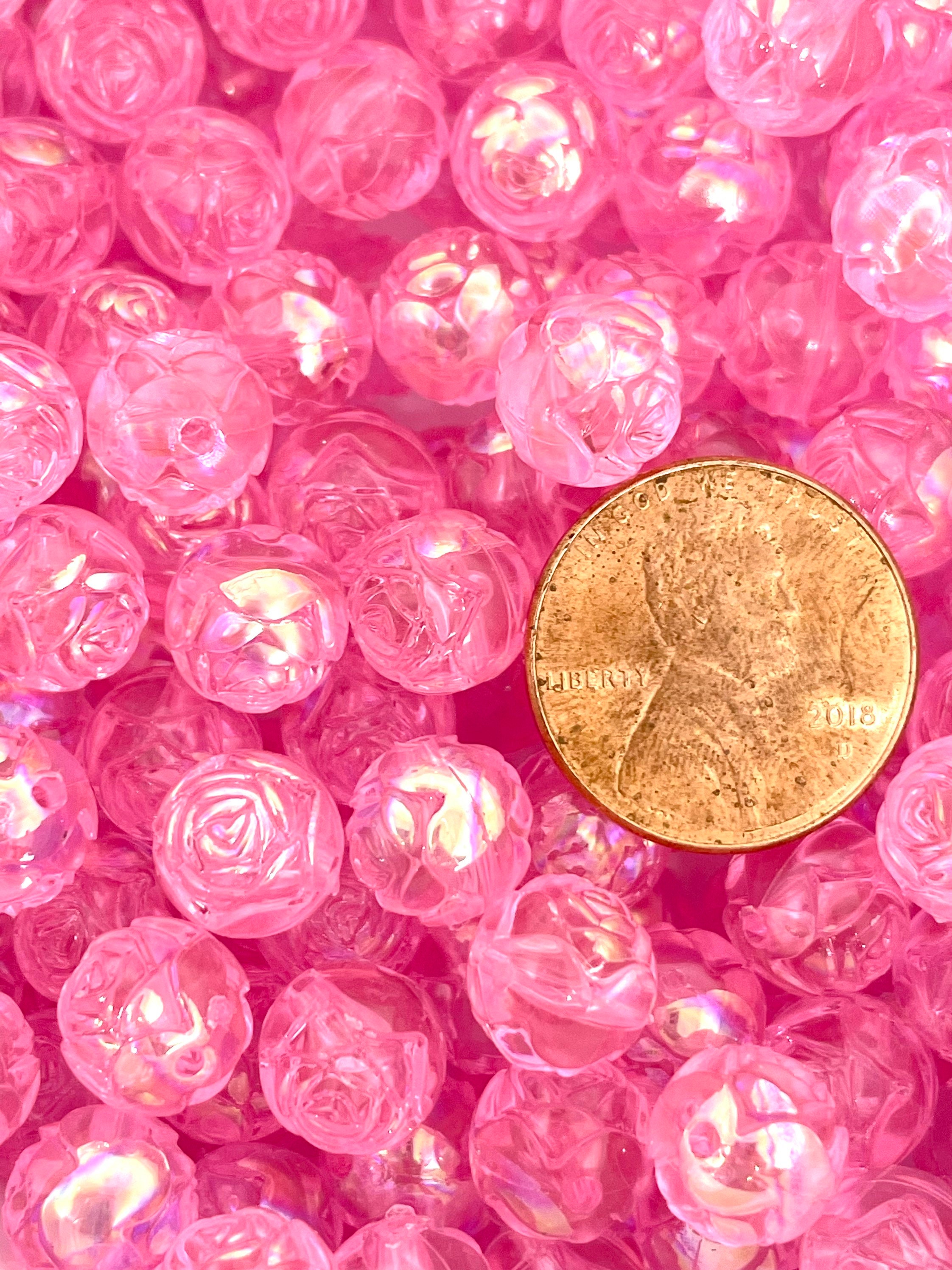 Pink Rosebud Beads for Jewelry Making, Rose Beads, Flower Beads for ...
