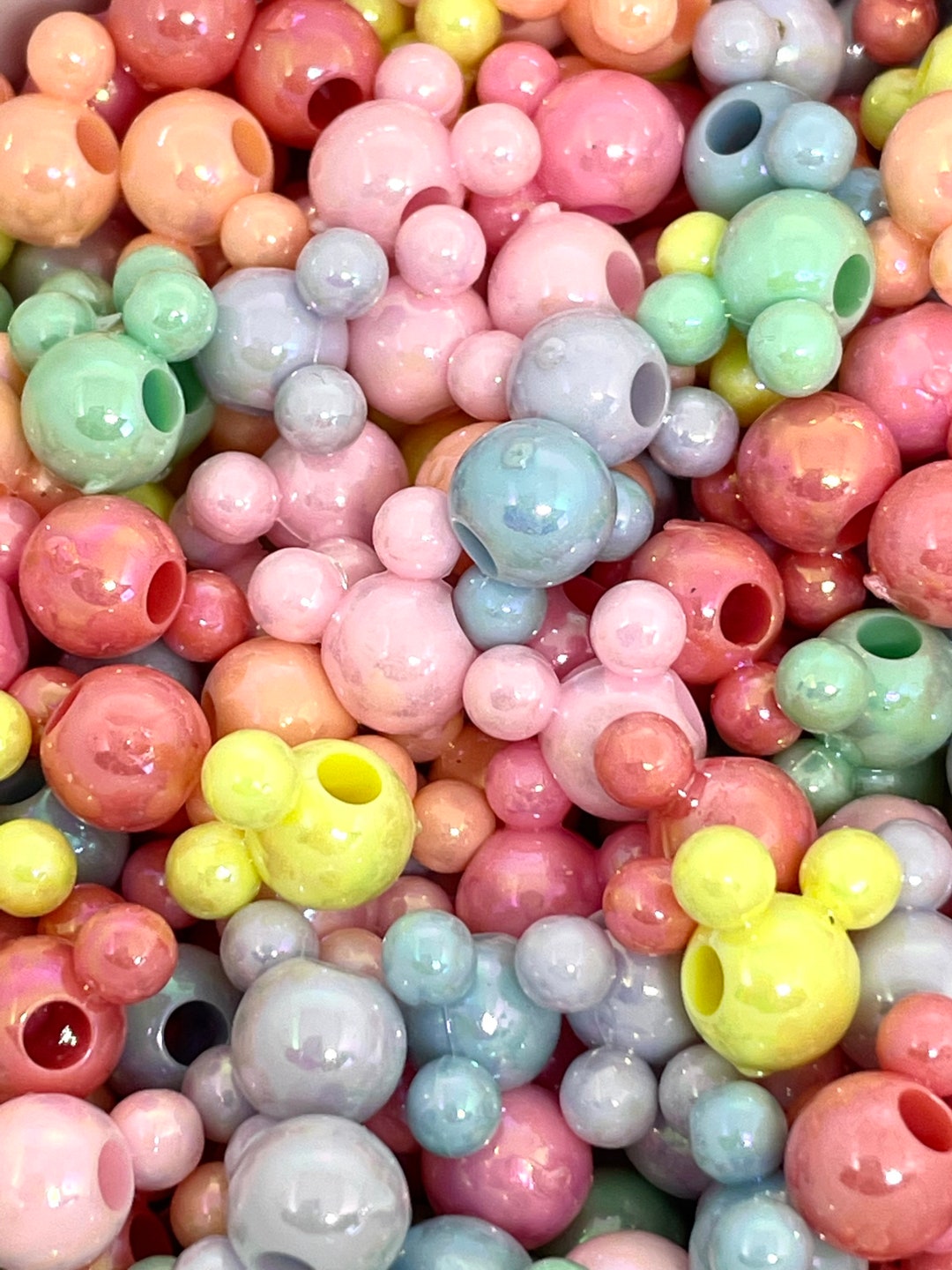 Tiny Iridescent Mickey Mouse Beads for Bracelet, Disneyland, Disney ...