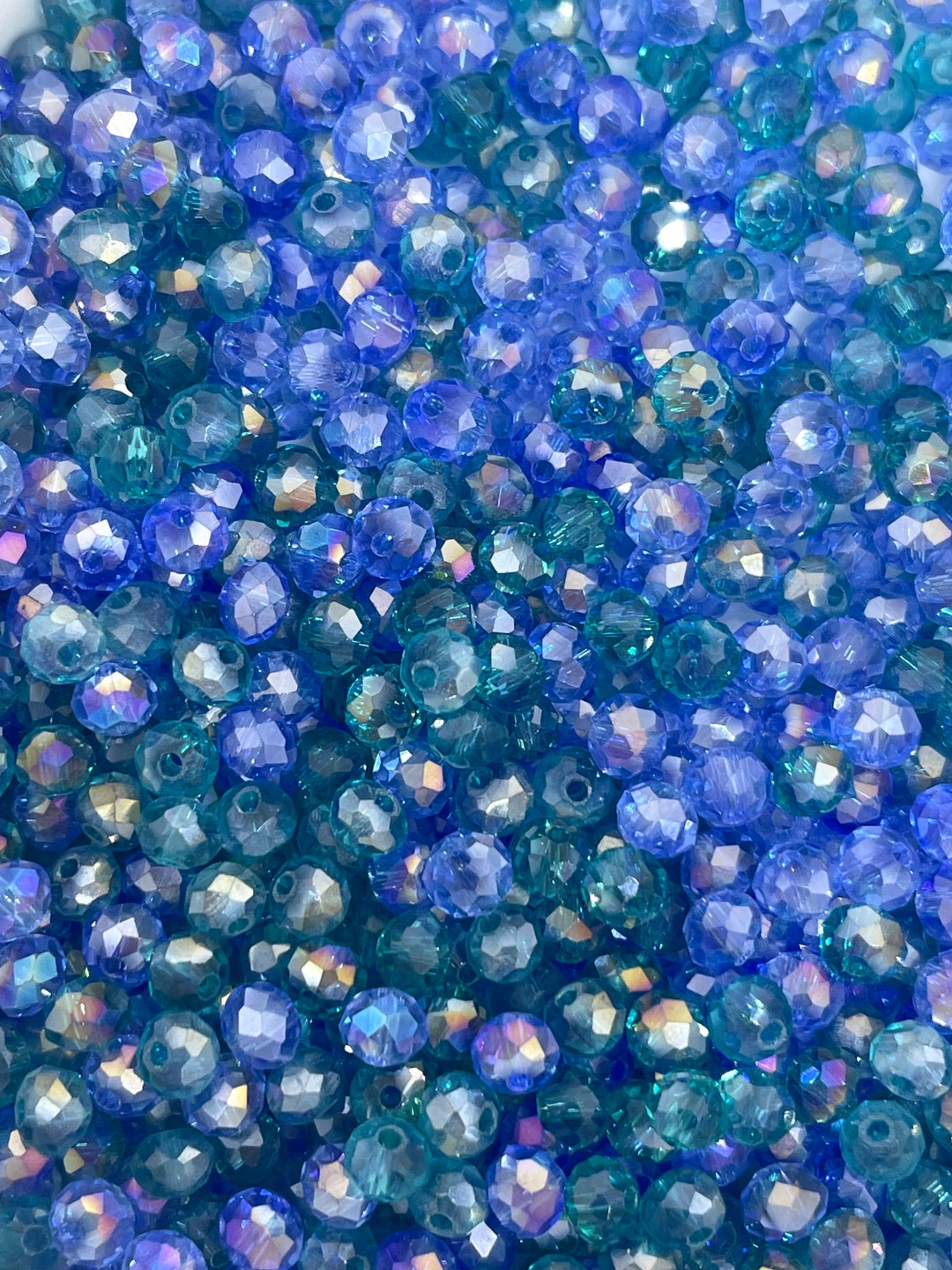 Tiny Faceted Blue Themed Bead Mix, Small Beads, Spacer Beads, Frozen ...