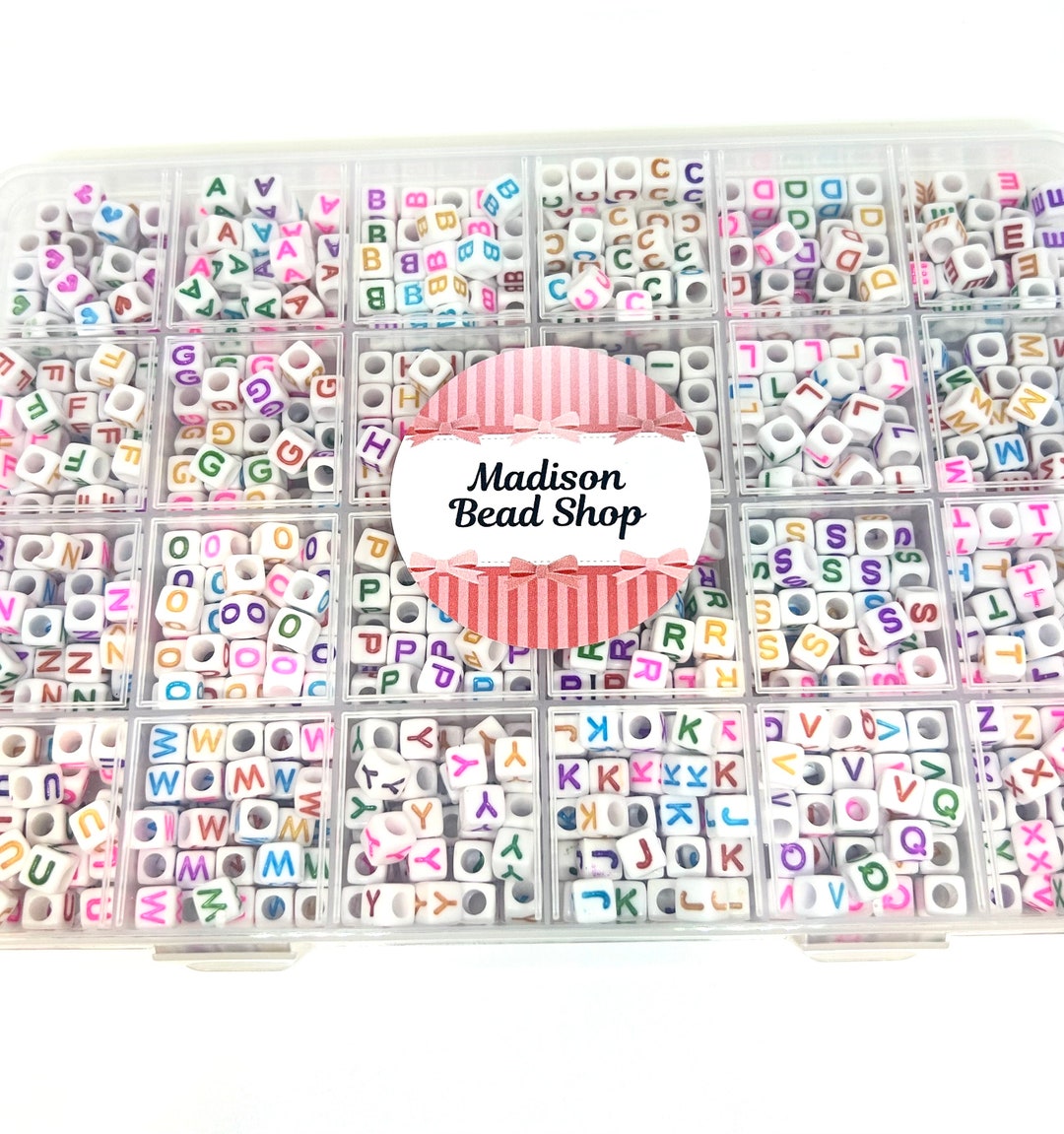 Rainbow Cube Alphabet Bead Kit for Friendship Bracelets, Colorful DIY ...