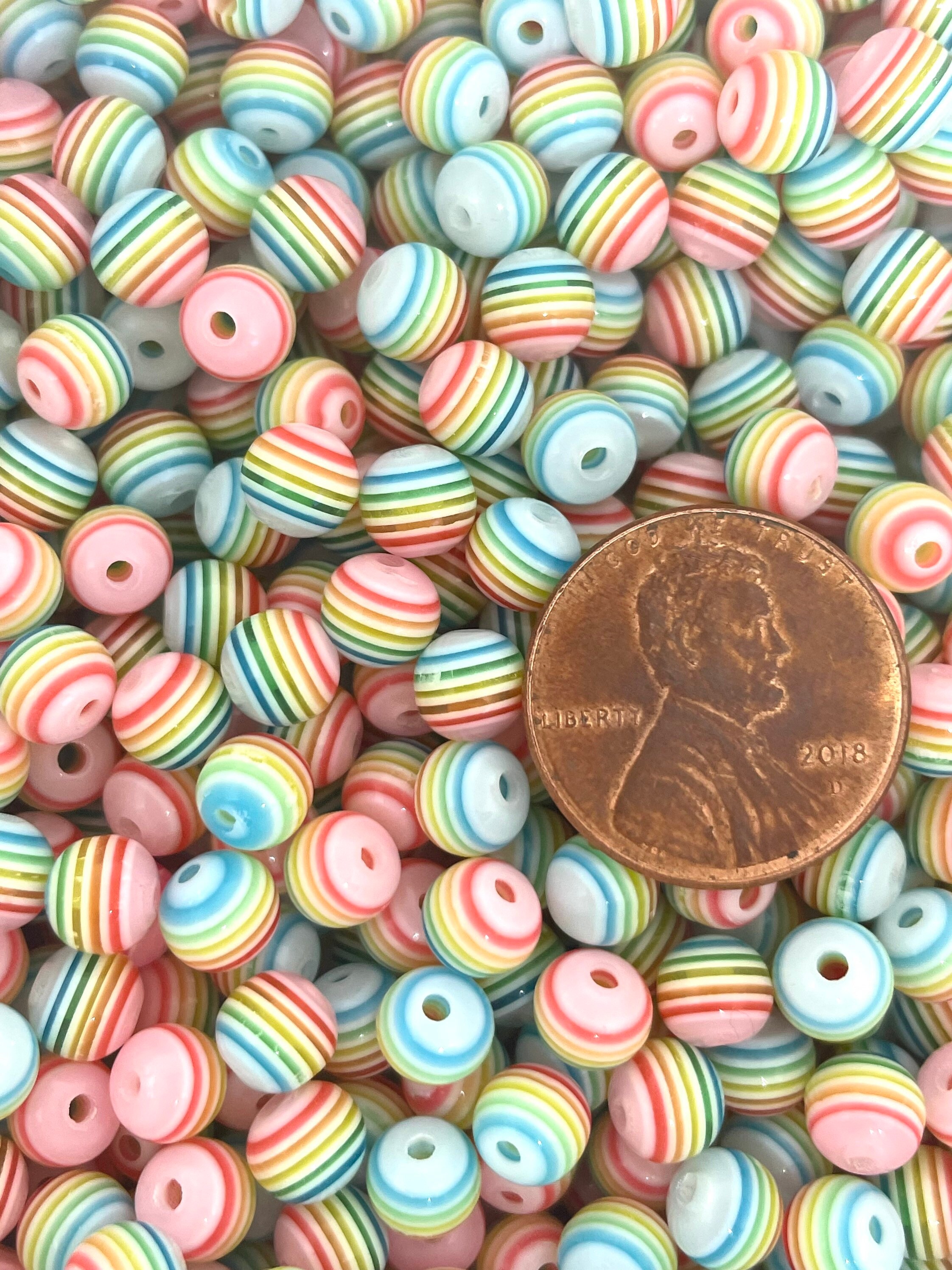 Translucent Rainbow Stripes Striped Beads for Jewelry Making - Etsy