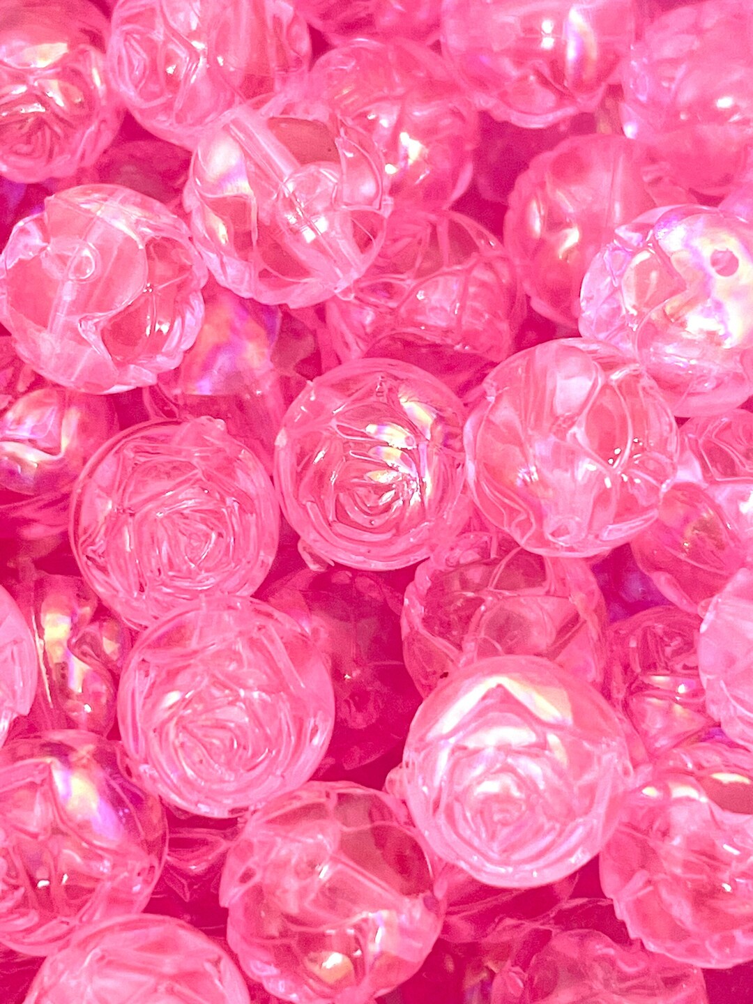 Pink Rosebud Beads for Jewelry Making, Rose Beads, Flower Beads for ...
