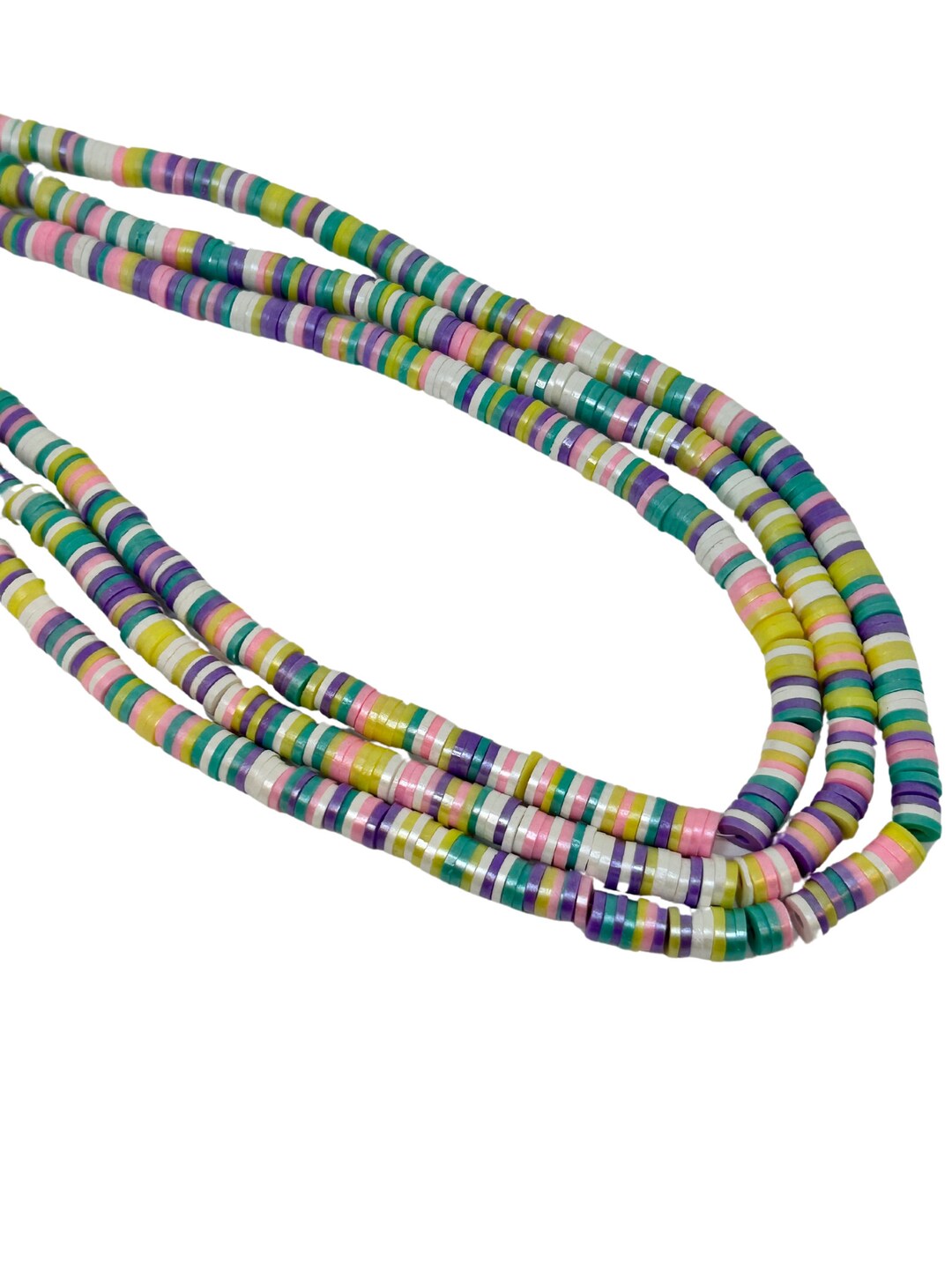Iridescent Candy Necklace Heishi Beads, Colorful Bead Strand, Sweet ...