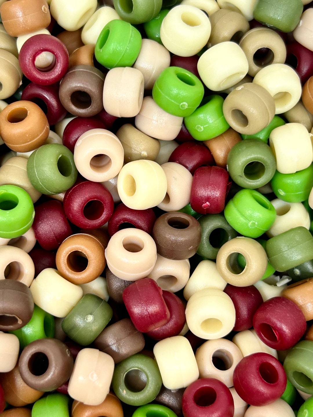 Green Camo Mix Matte Pony Beads, Spacer Beads, Barrel Beads, Kandi ...