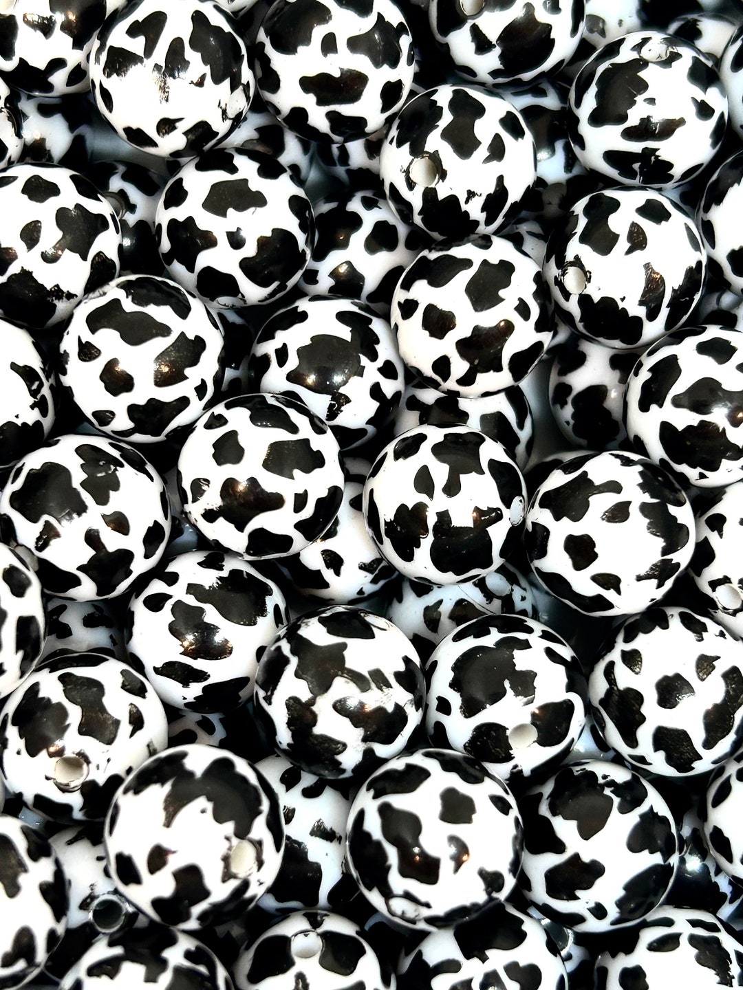 12mm Chunky Cow Print Round Beads - Etsy