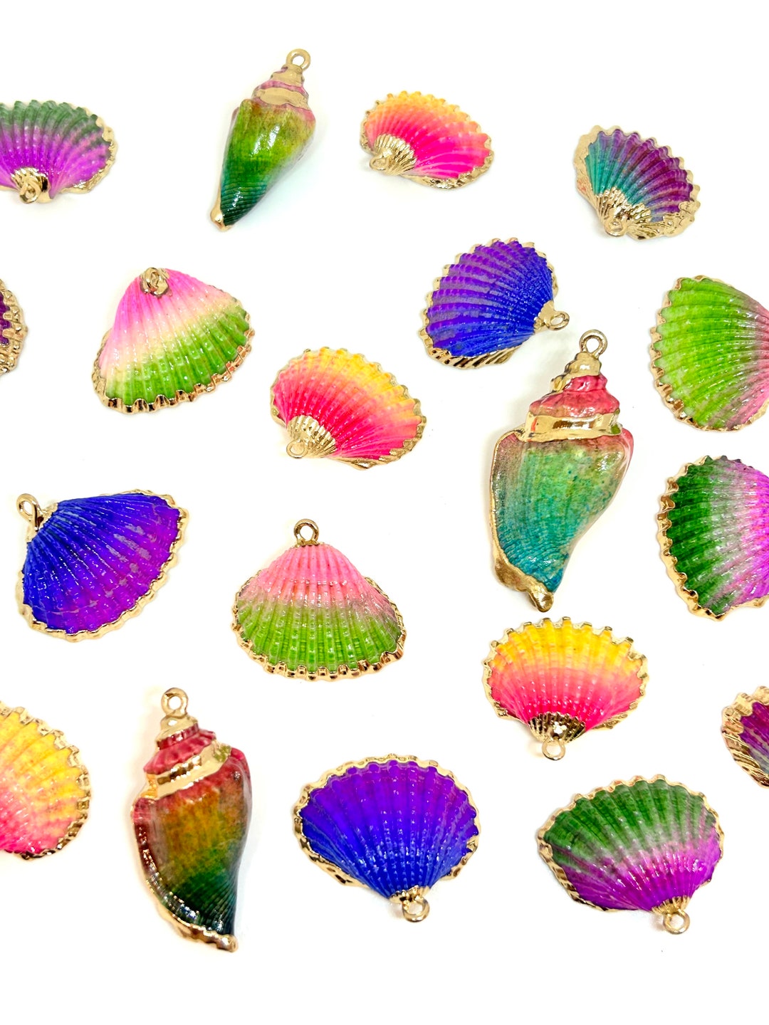 Ombre Sea Shell Charms Mix With Gold Accents by Madison Beads - A ...
