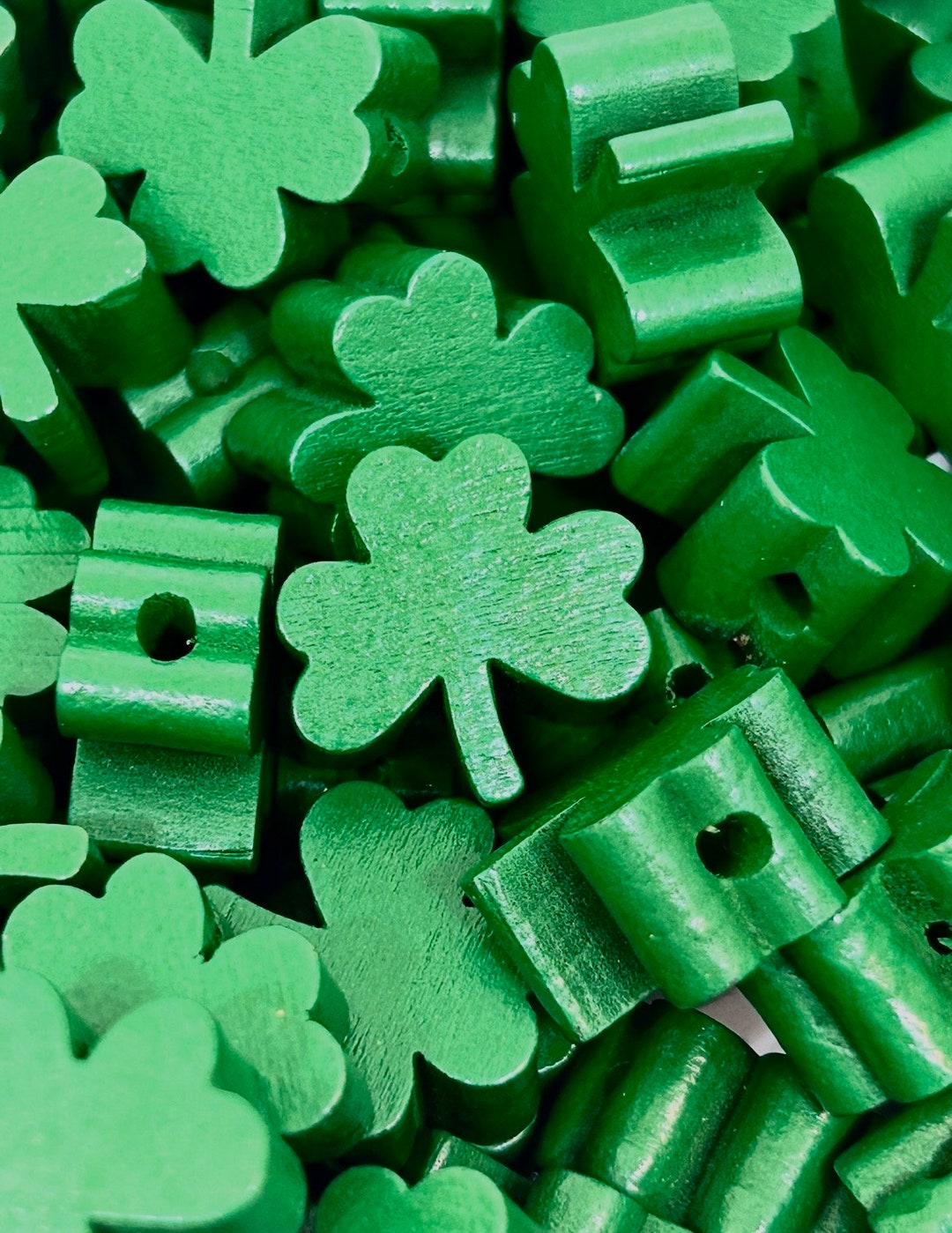 St. Patrick's Day Green Clover Shamrock Wooden Beads for Garland - Etsy