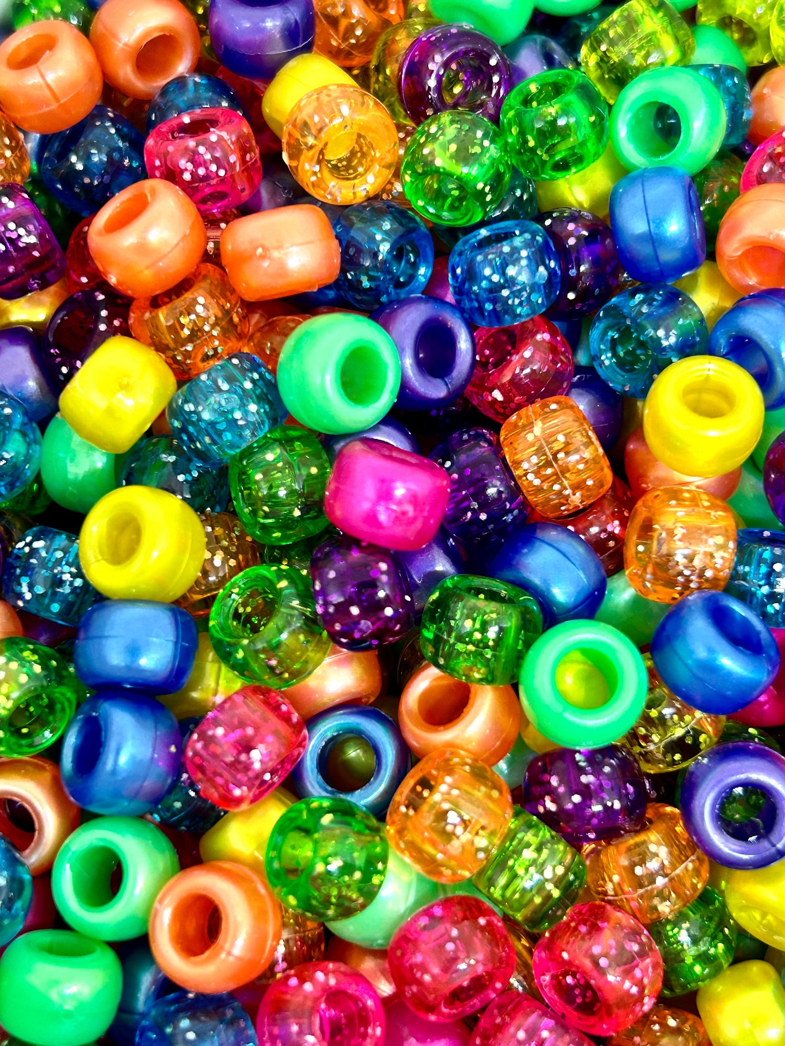 Bright Pearl & Sparkle Glitter Barrel Bead Mix - Perfect for Kandi or ...