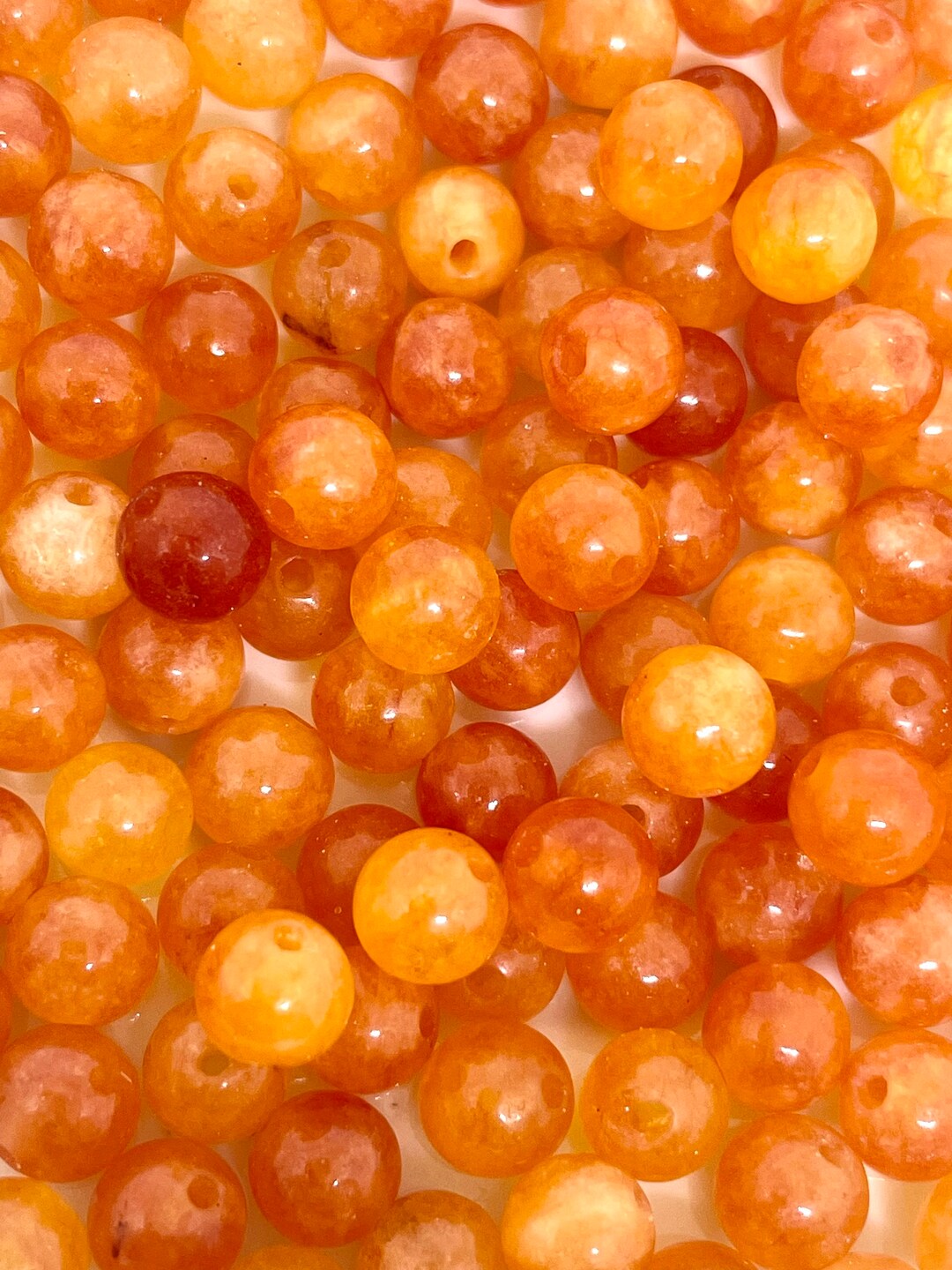 6mm Beautiful Orange Jade Beads for Bracelet, Halloween Orange Stone ...