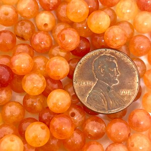 6mm Beautiful Orange Jade Beads for Bracelet, Halloween Orange Stone ...