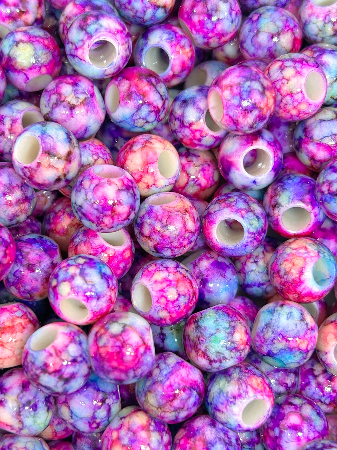 12mm Mystical Marble Large Hole Beads - Etsy