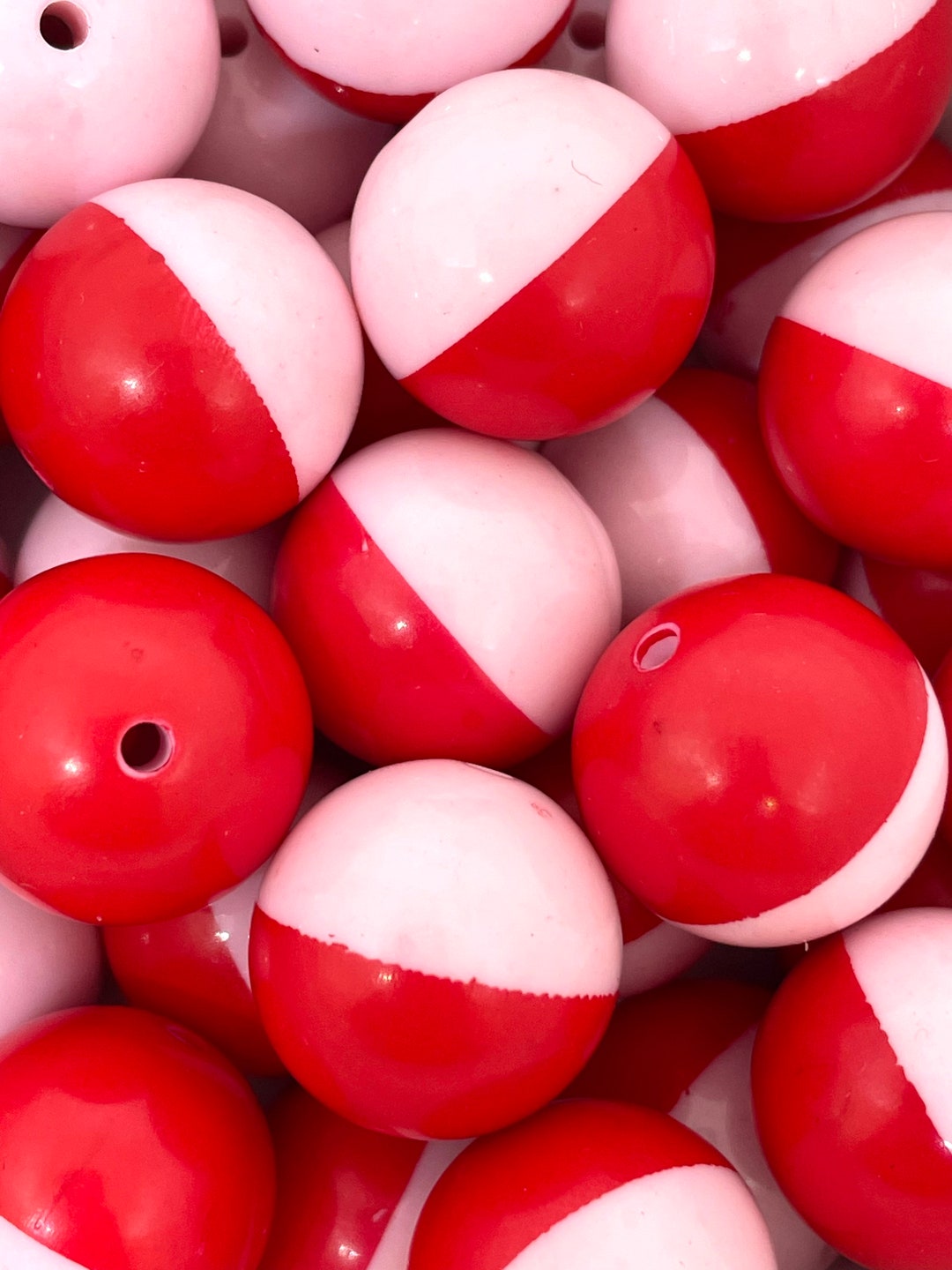 Chunky Two Tone Baby Pink and Red Beads for Jewelry Making, for Garland ...