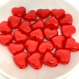 Bright Red Heart Pendant Beads, Large Heart Bead, DIY Jewelry - Etsy
